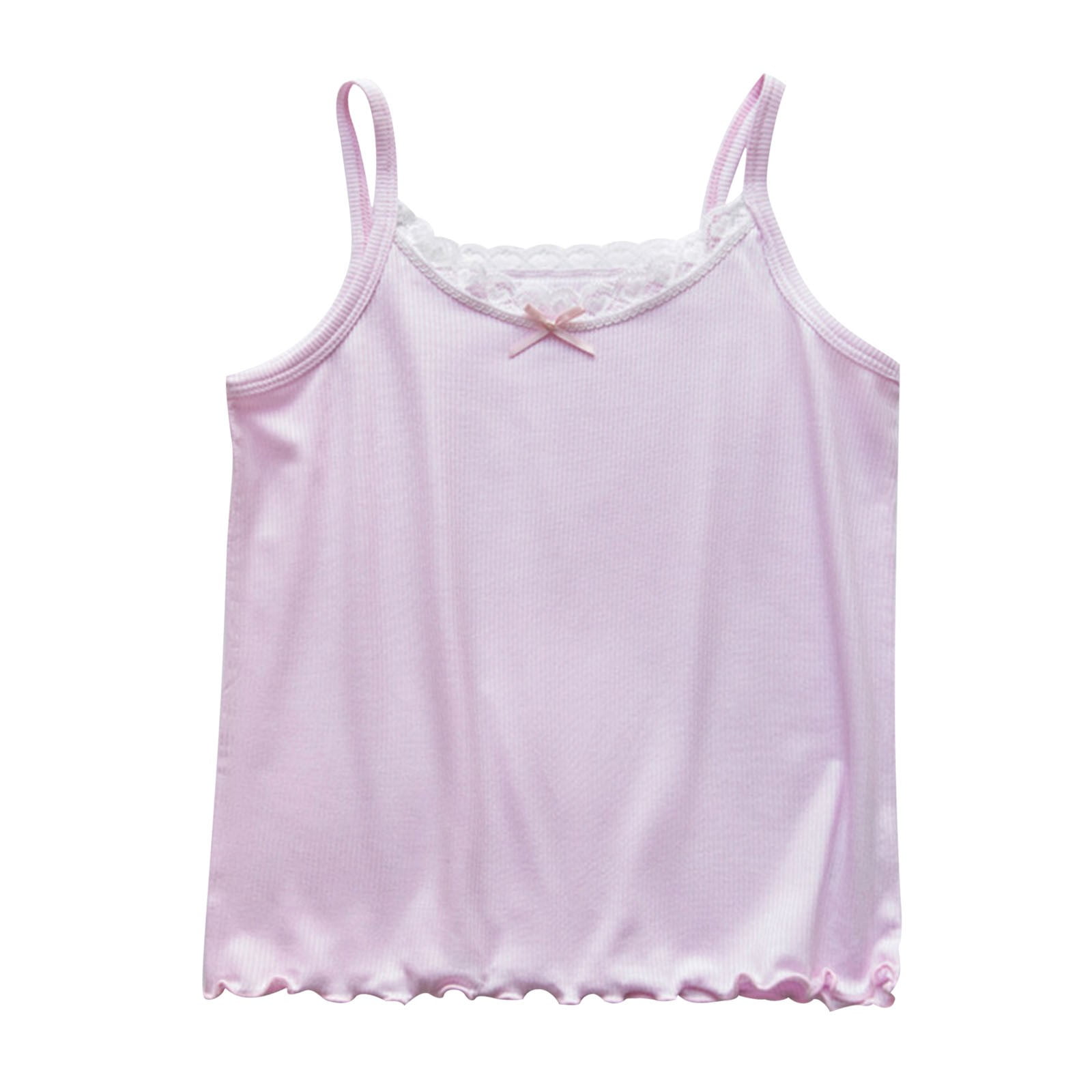 OGLCCG Girls Tank Tops Cotton Lace Trim Tagless Camisole Sleeveless ...