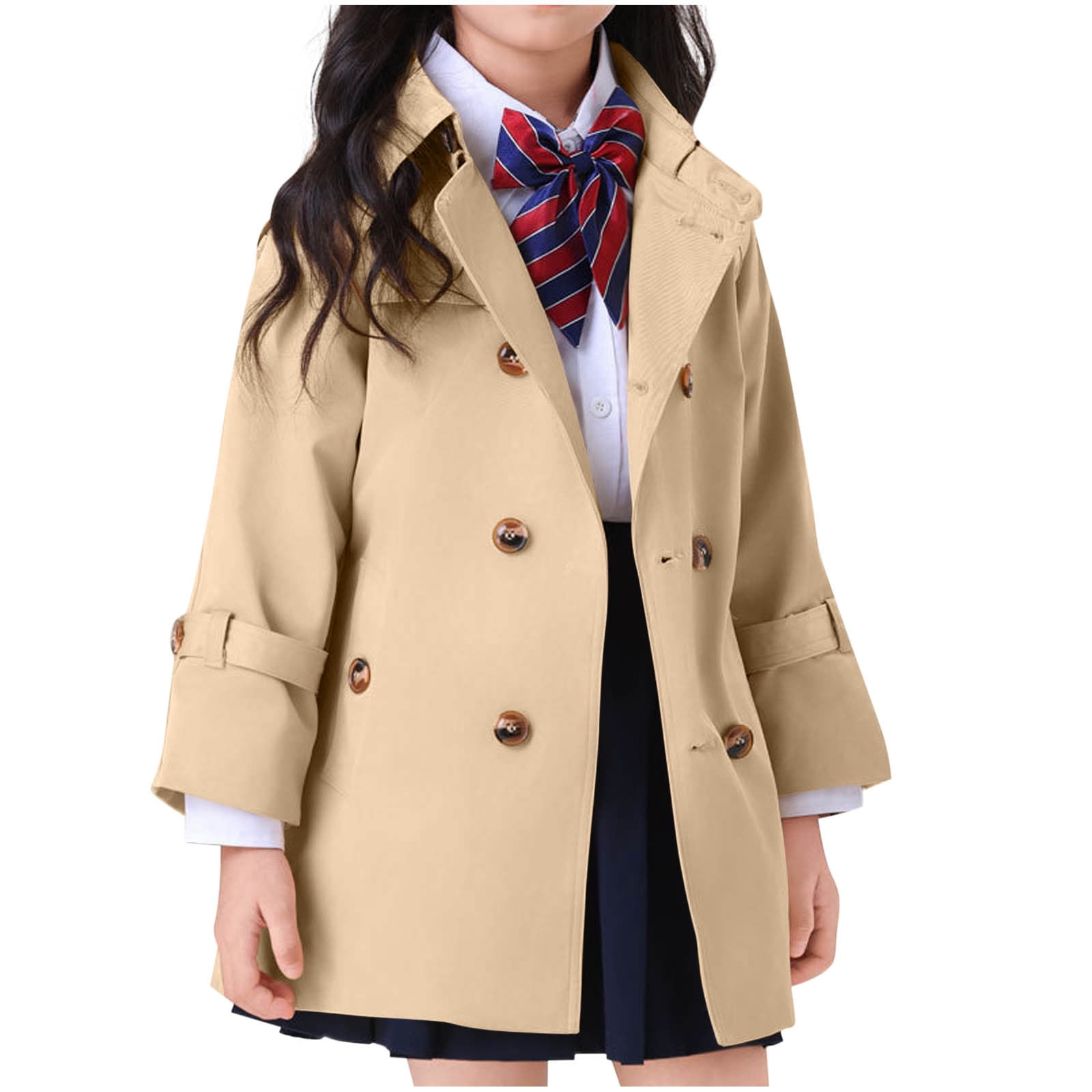 OGLCCG Girl's Trench Coat Double Breasted Notch Lapel Overcoat ...