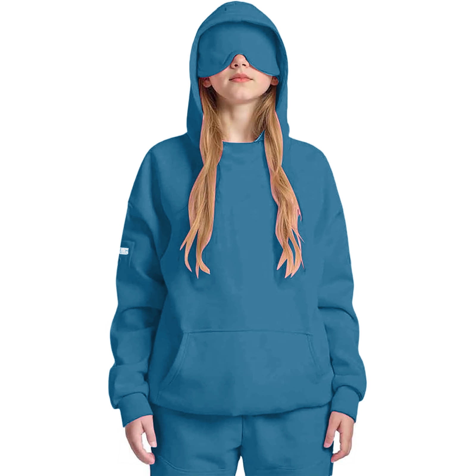OGLCCG Girls Fleece Hoodie with Eye Mask Built In Airplane Mode Travel ...