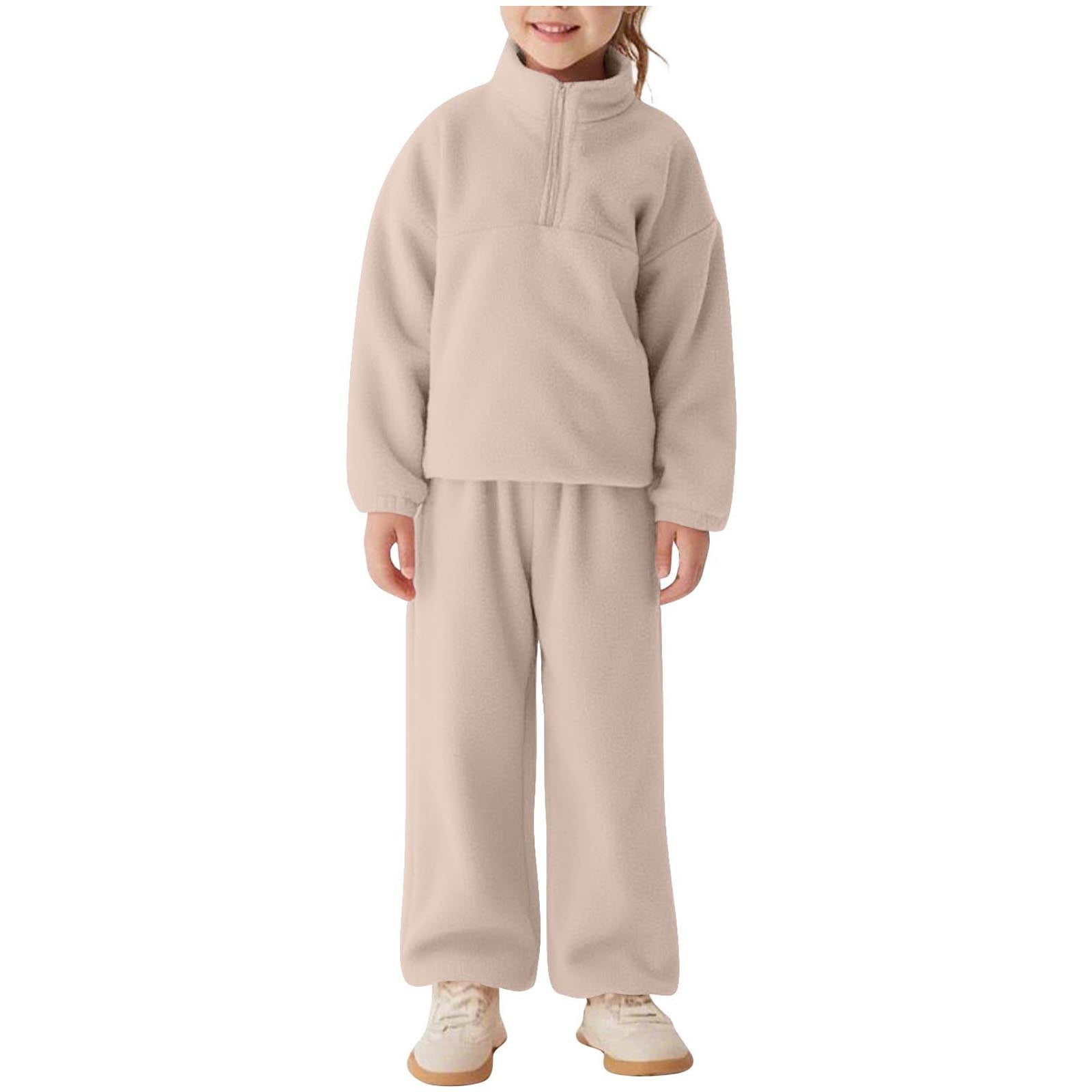 OGLCCG Girls Fuzzy Pants Set Cute Winter Two Piece Sweatsuit Outfits ...