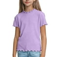OGLCCG Girls Lettuce Trim T Shirts Summer Solid Color Short Sleev ...