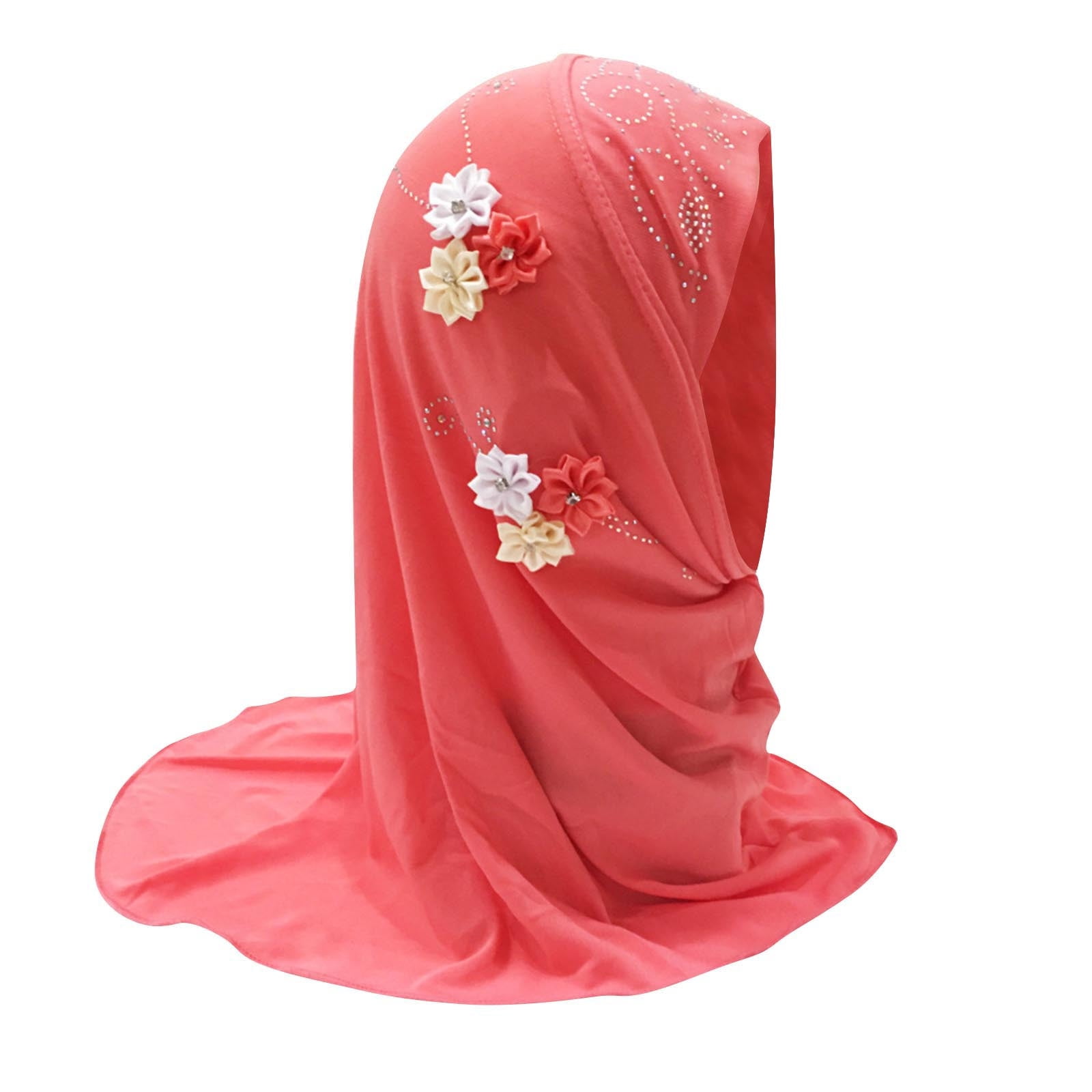 OGLCCG Girls Muslim Hijab Cotton Kids Floral Lace Head Scarf Shawls ...