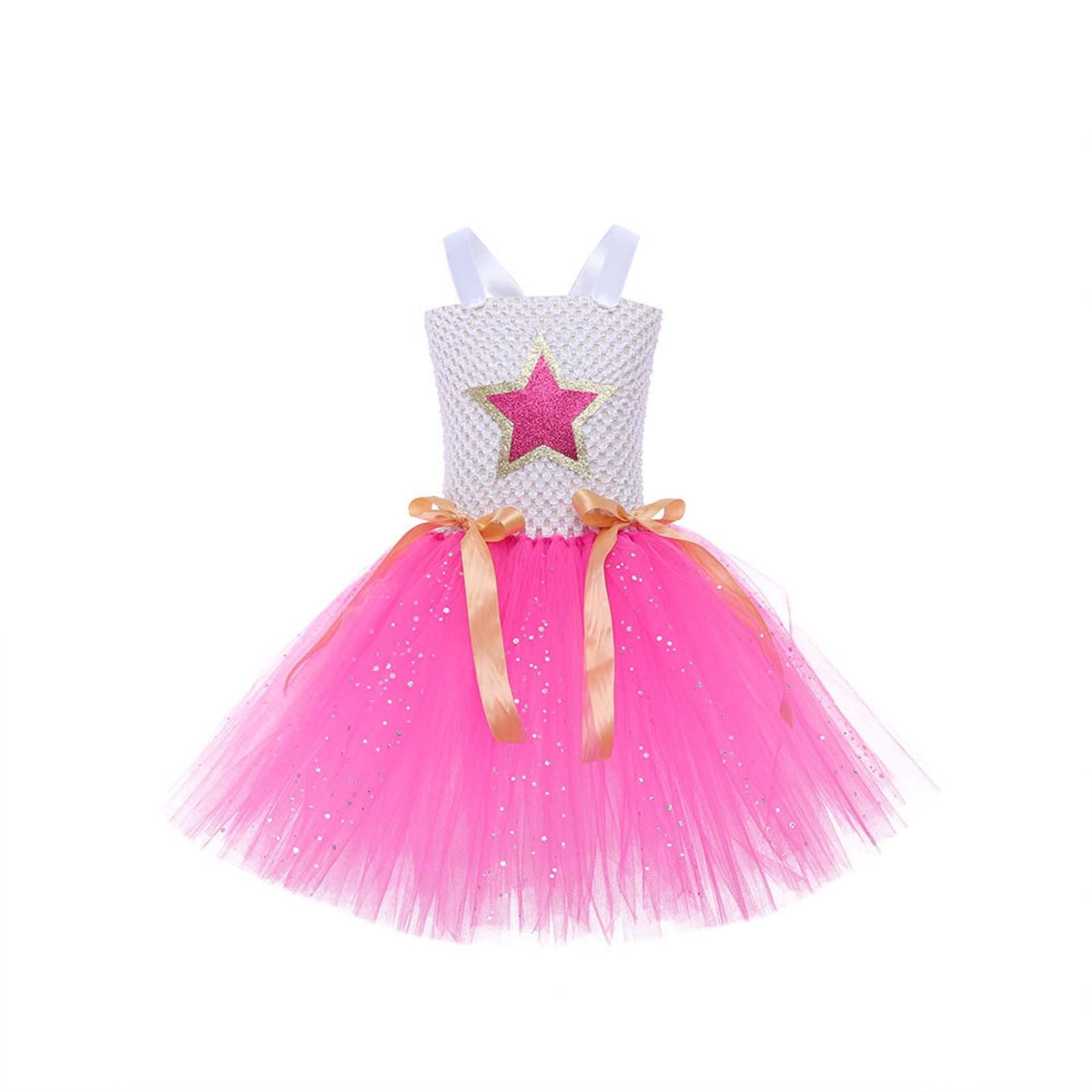 OGLCCG Girls Princess Dress Cute Pink and White Sleeveless Layered Mesh ...