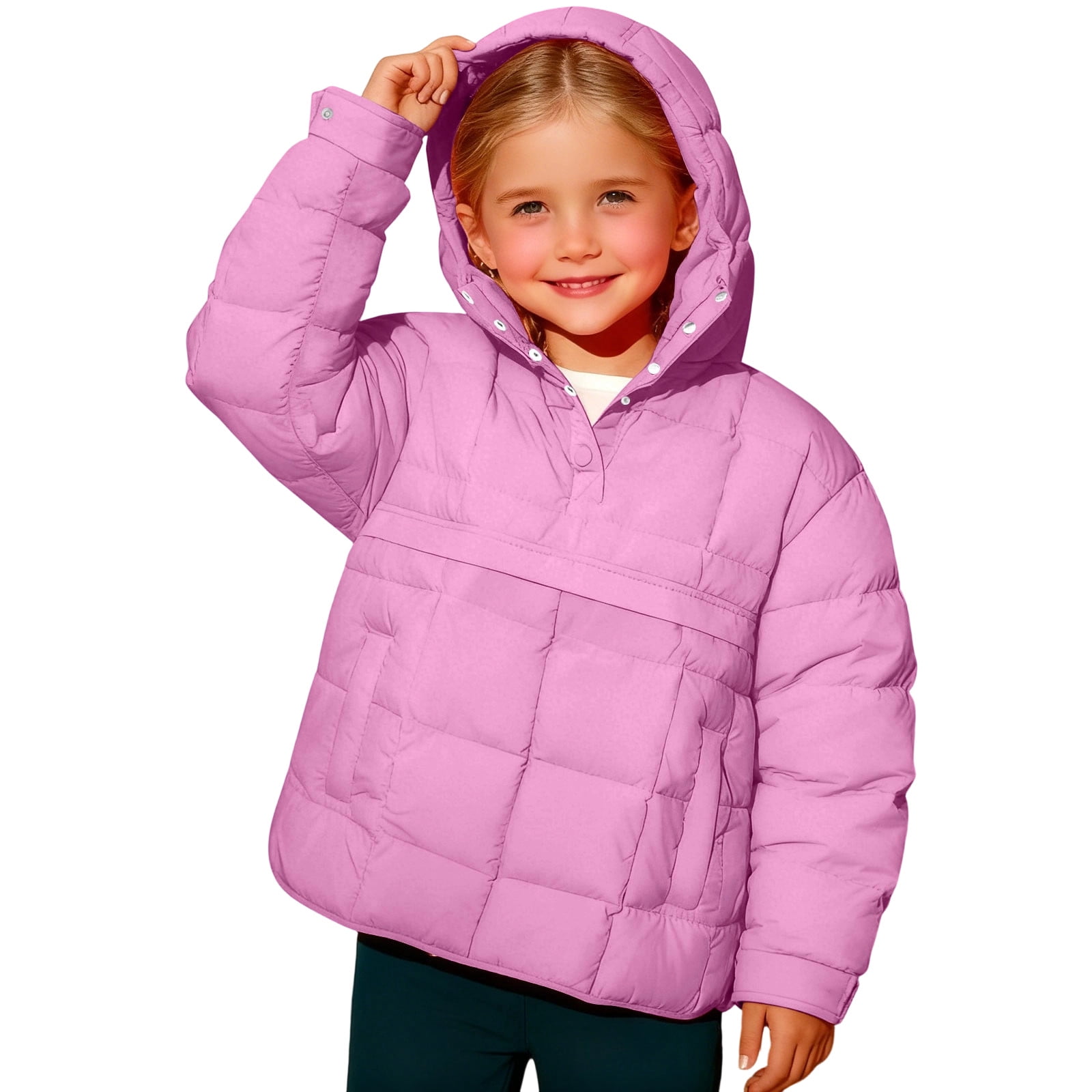 OGLCCG Girls Pullover Puffer Jacket Oversized Quilted Long Sleeve ...