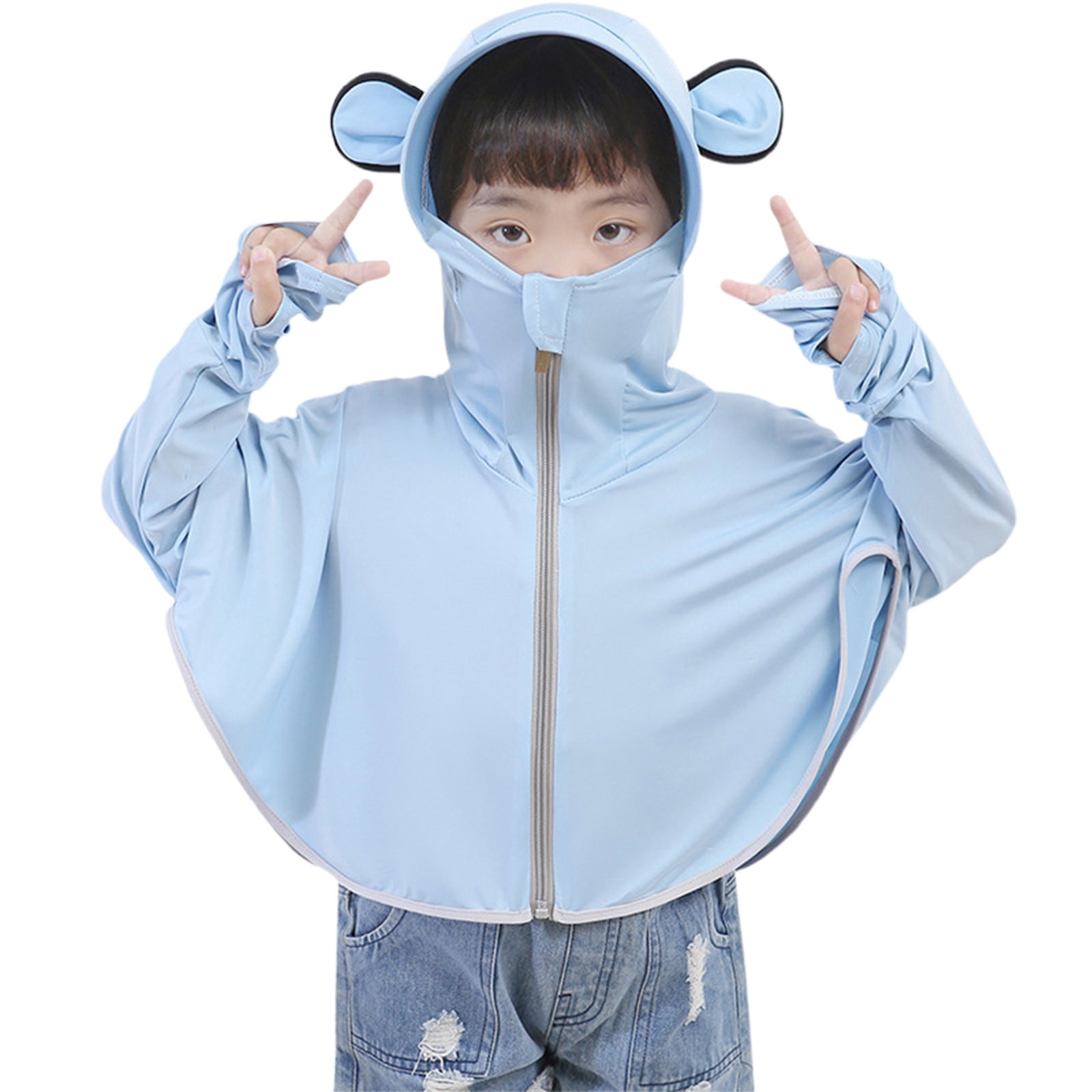 OGLCCG Kids Sun Protection Zip-Up Hoodie Boys Girls UPF 50+ Cape ...