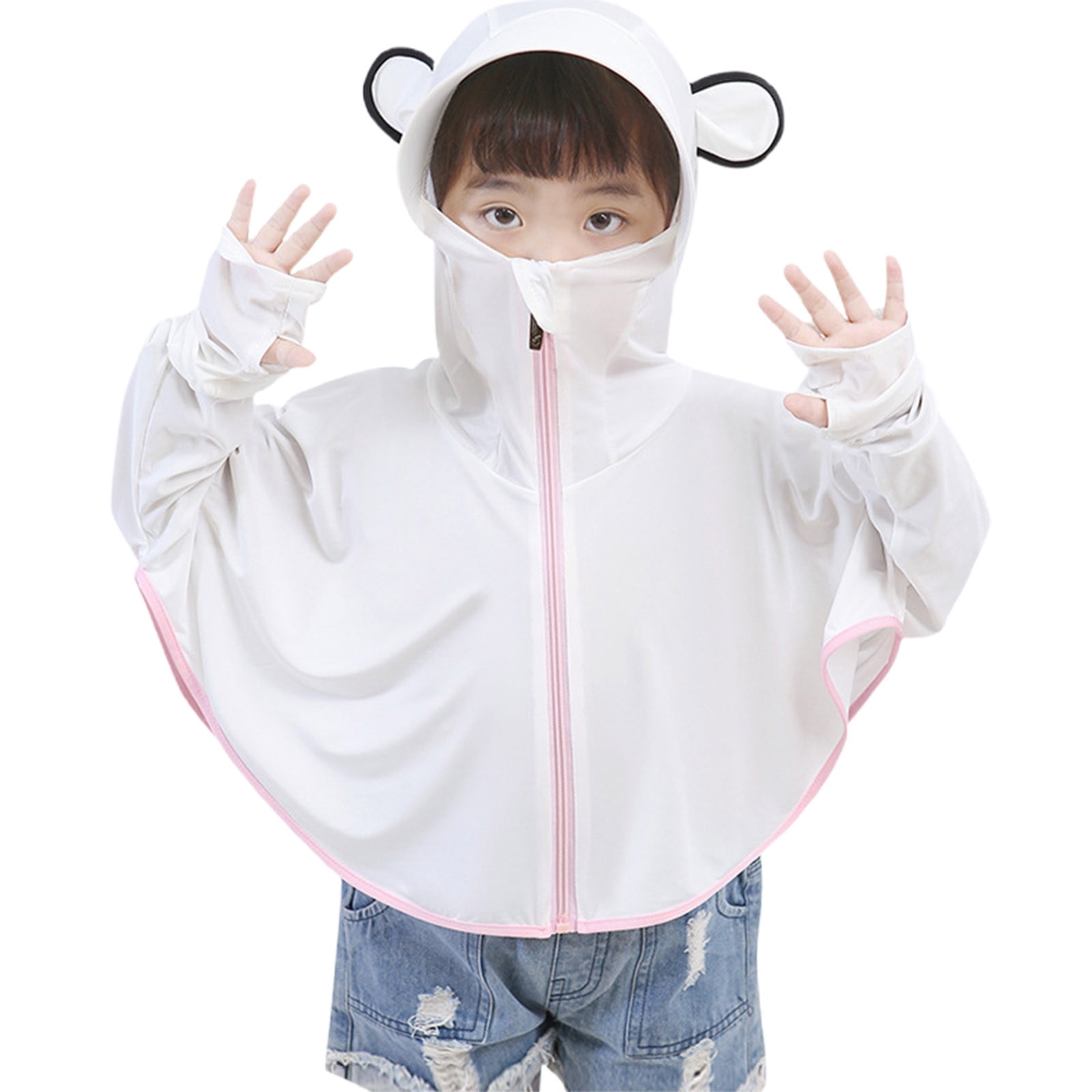 OGLCCG Kids Sun Protection Zip-Up Hoodie Boys Girls UPF 50+ Cape ...