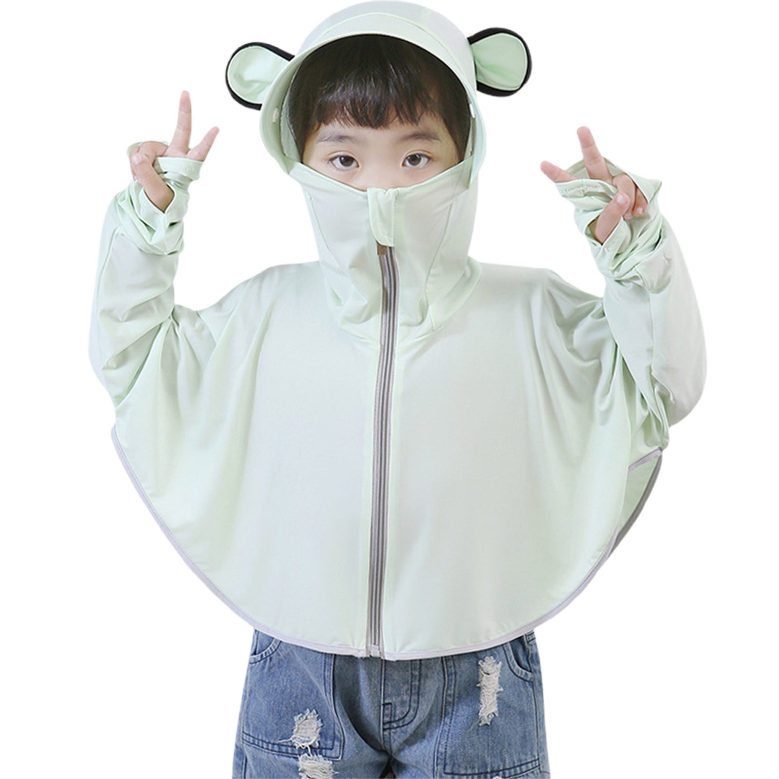 OGLCCG Kids Sun Protection Zip-Up Hoodie Boys Girls UPF 50+ Cape ...