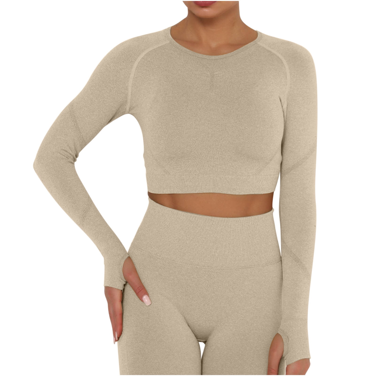 OGLCCG Long Sleeve Crop Tops for Women Workout Cropped Top Bulit-in Bra ...