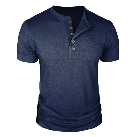 OGLCCG Men's Henley Shirts Casual Short Sleeve Button Cotton Classic ...