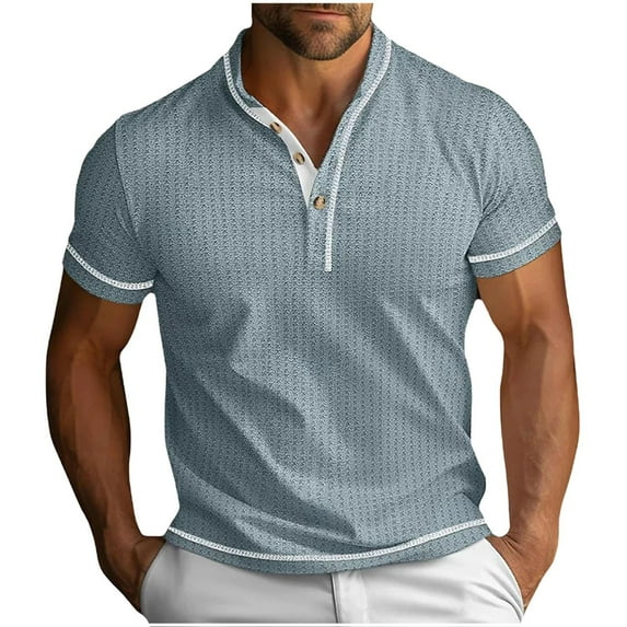 OGLCCG Men's Henley Shirts Short Sleeve Casual V Neck Button Work Golf ...