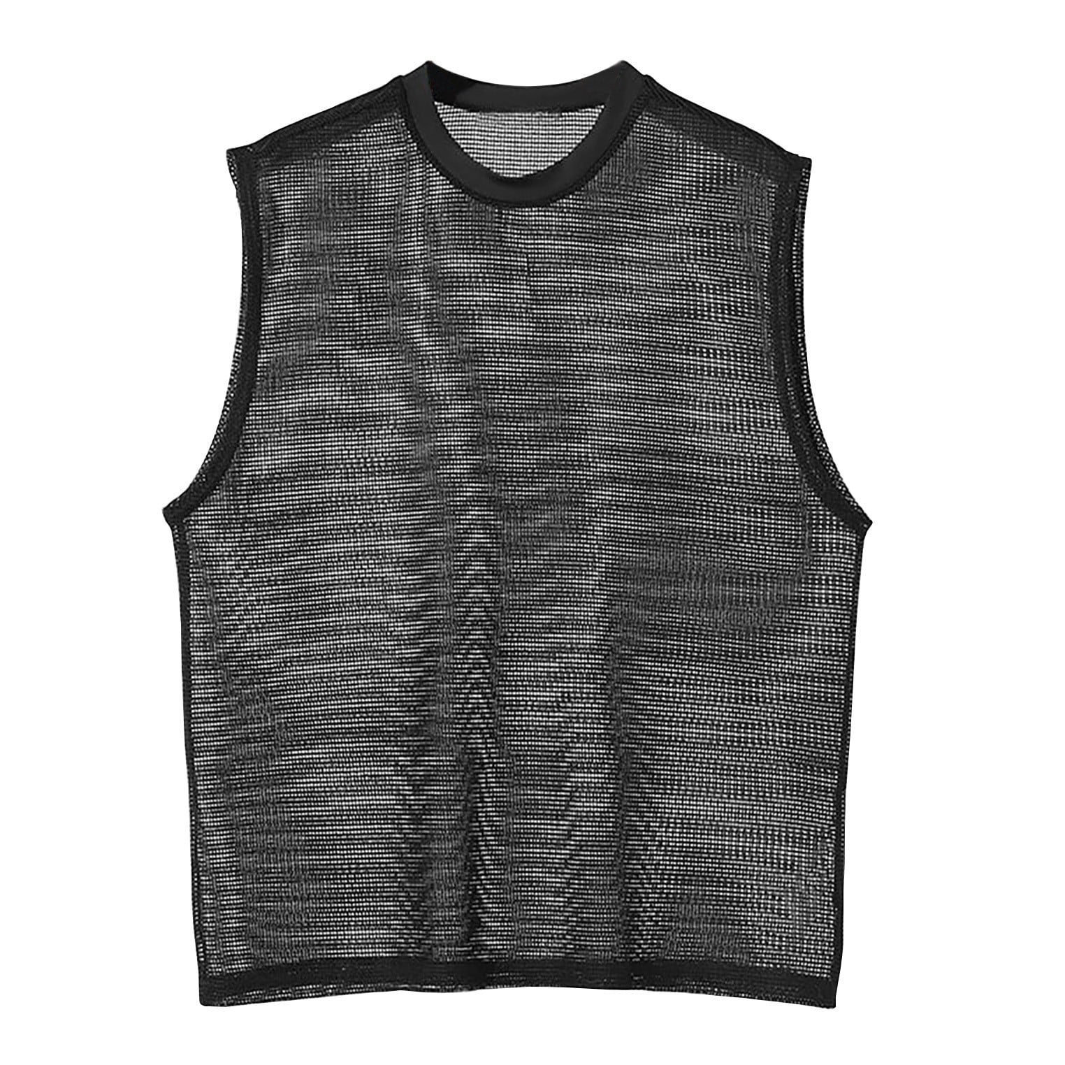 OGLCCG Men's Mesh Tank Top Shirt See Through Fishnet Sleeveless Shirts ...