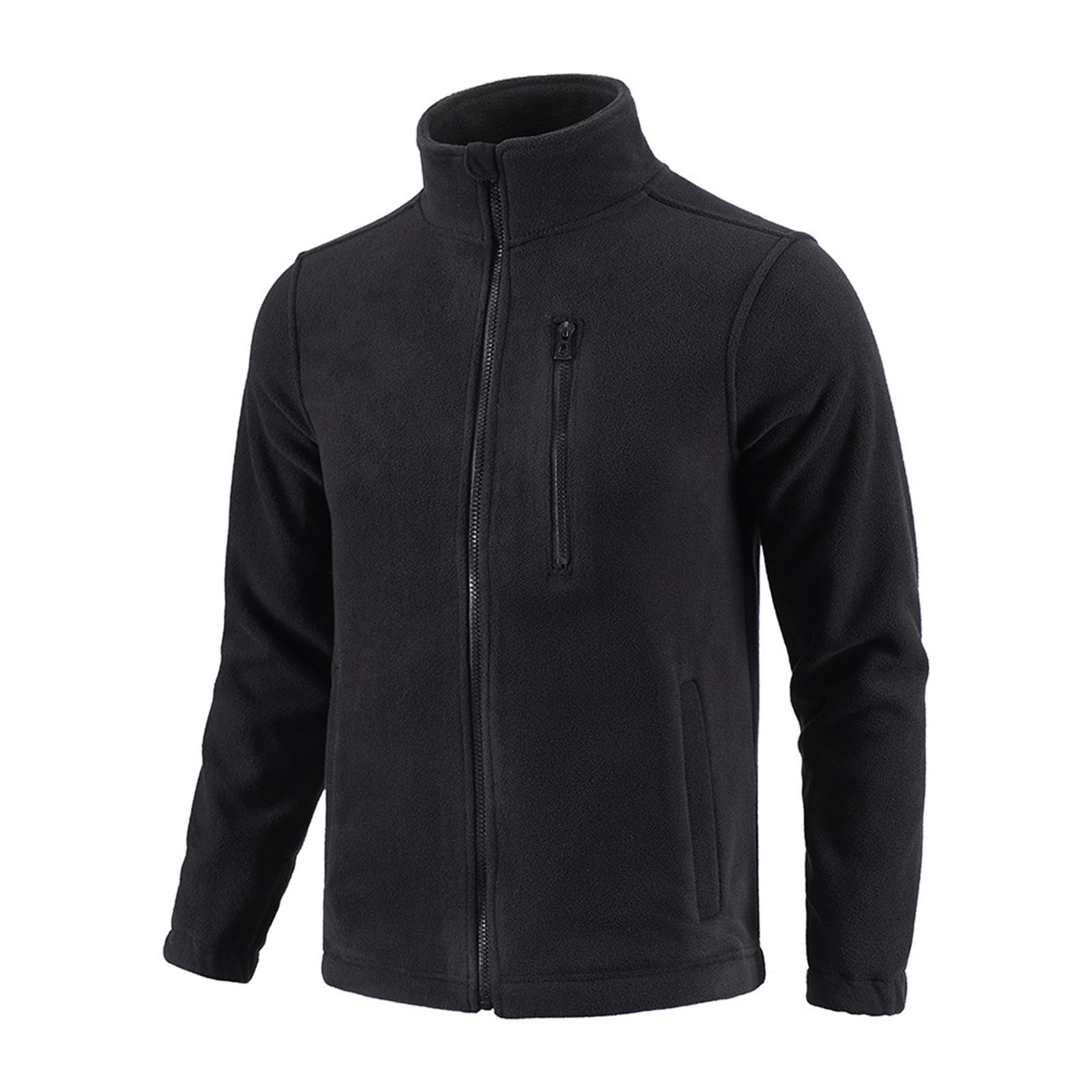 OGLCCG Men's Polar Fleece Jacket Full Zip Stand Collar Winter Warm ...