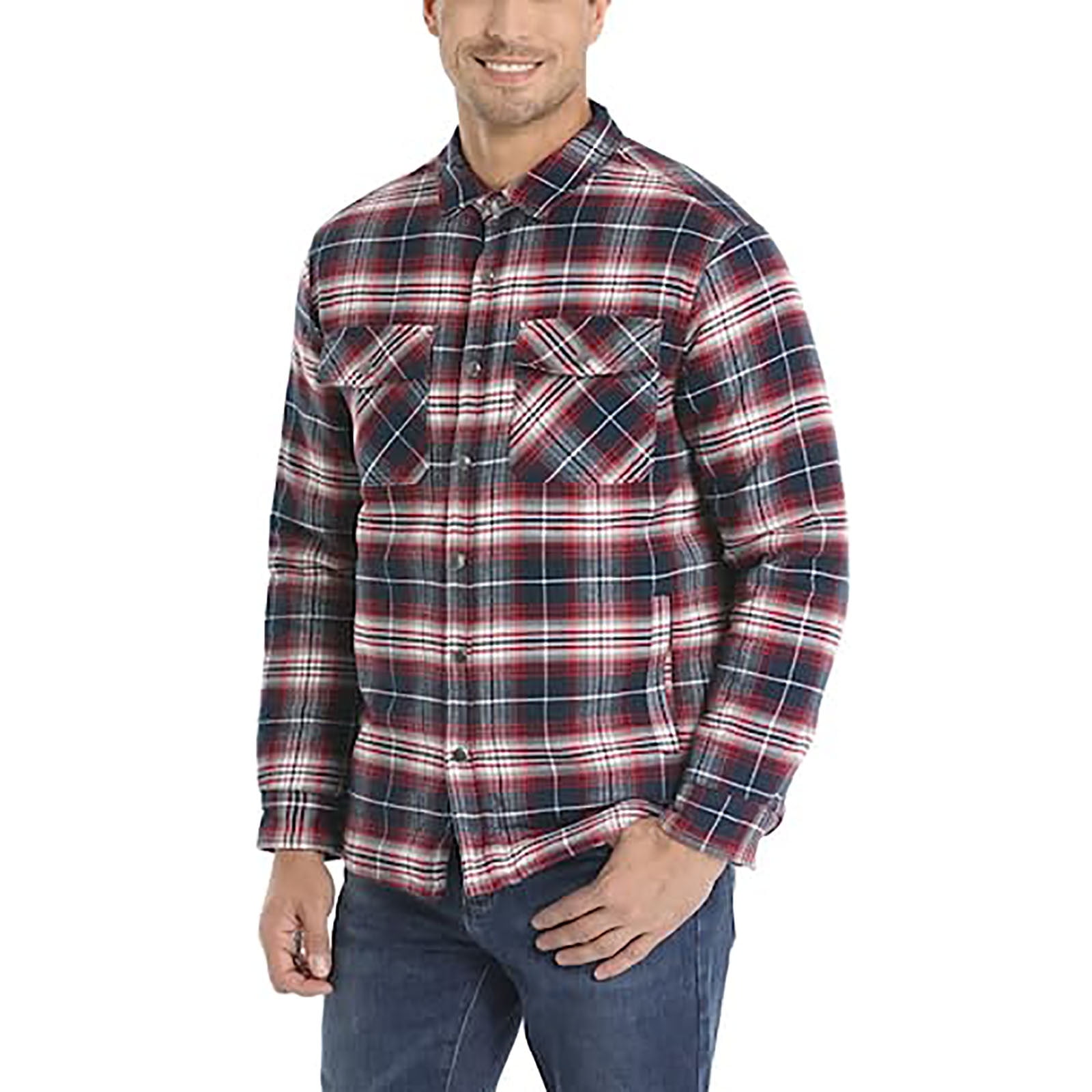 OGLCCG Men's Quilted Lined Flannel Shirt Jacket Big&Tall Long Sleeve ...