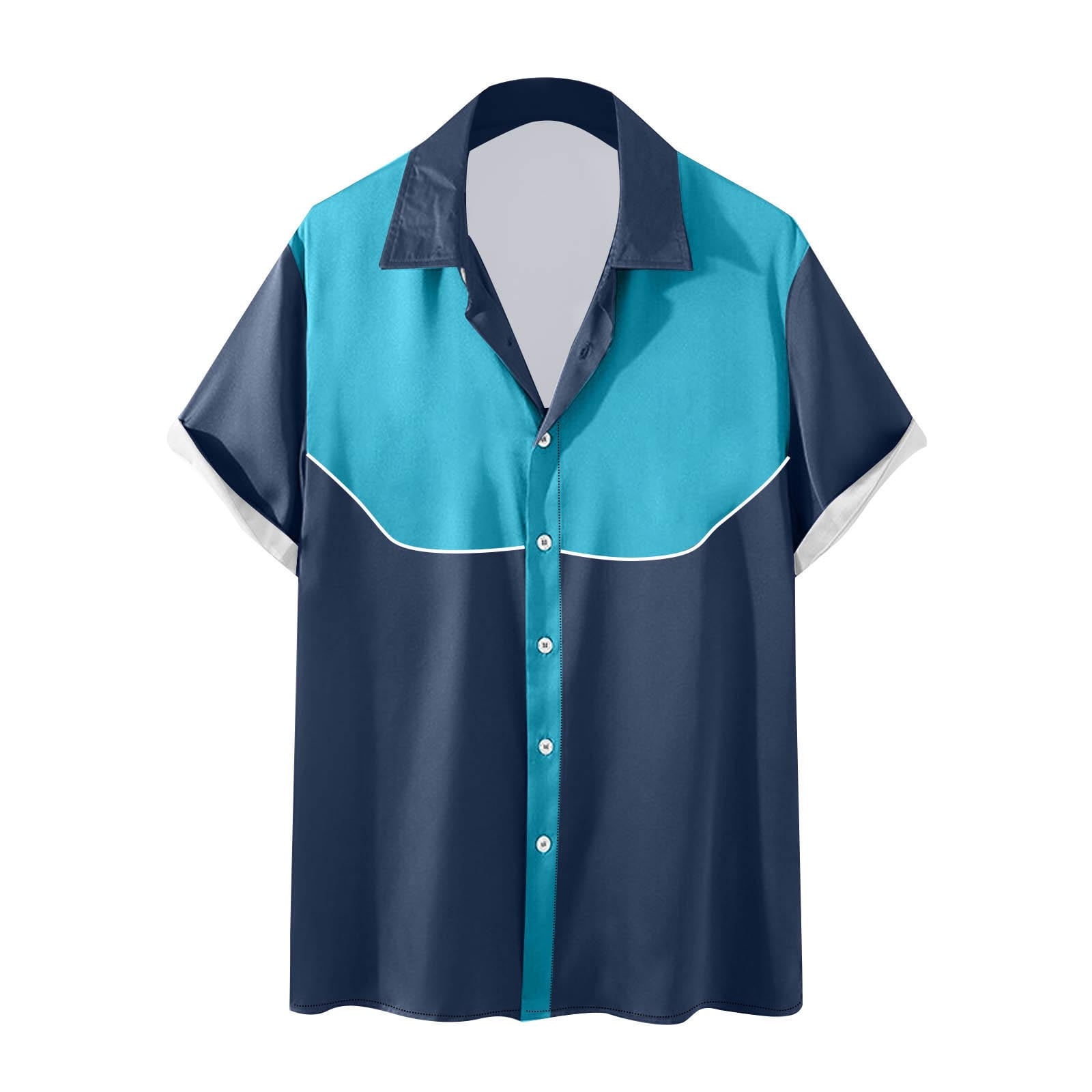 OGLCCG Men's Retro Bowling Shirts 50s Vintage Rockabilly Style Button ...