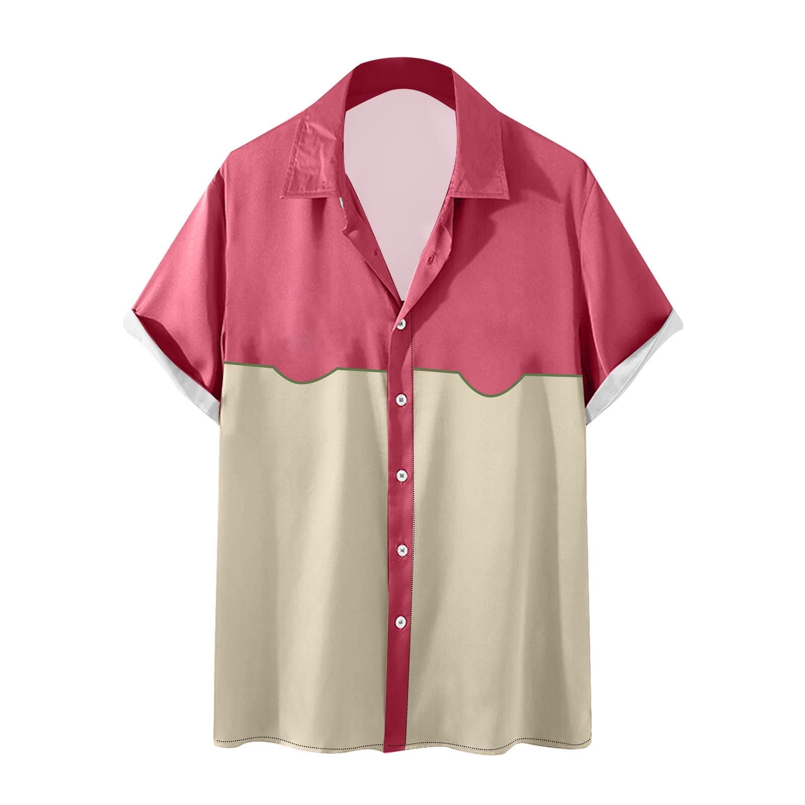 OGLCCG Men's Retro Bowling Shirts 50s Vintage Rockabilly Style Button ...