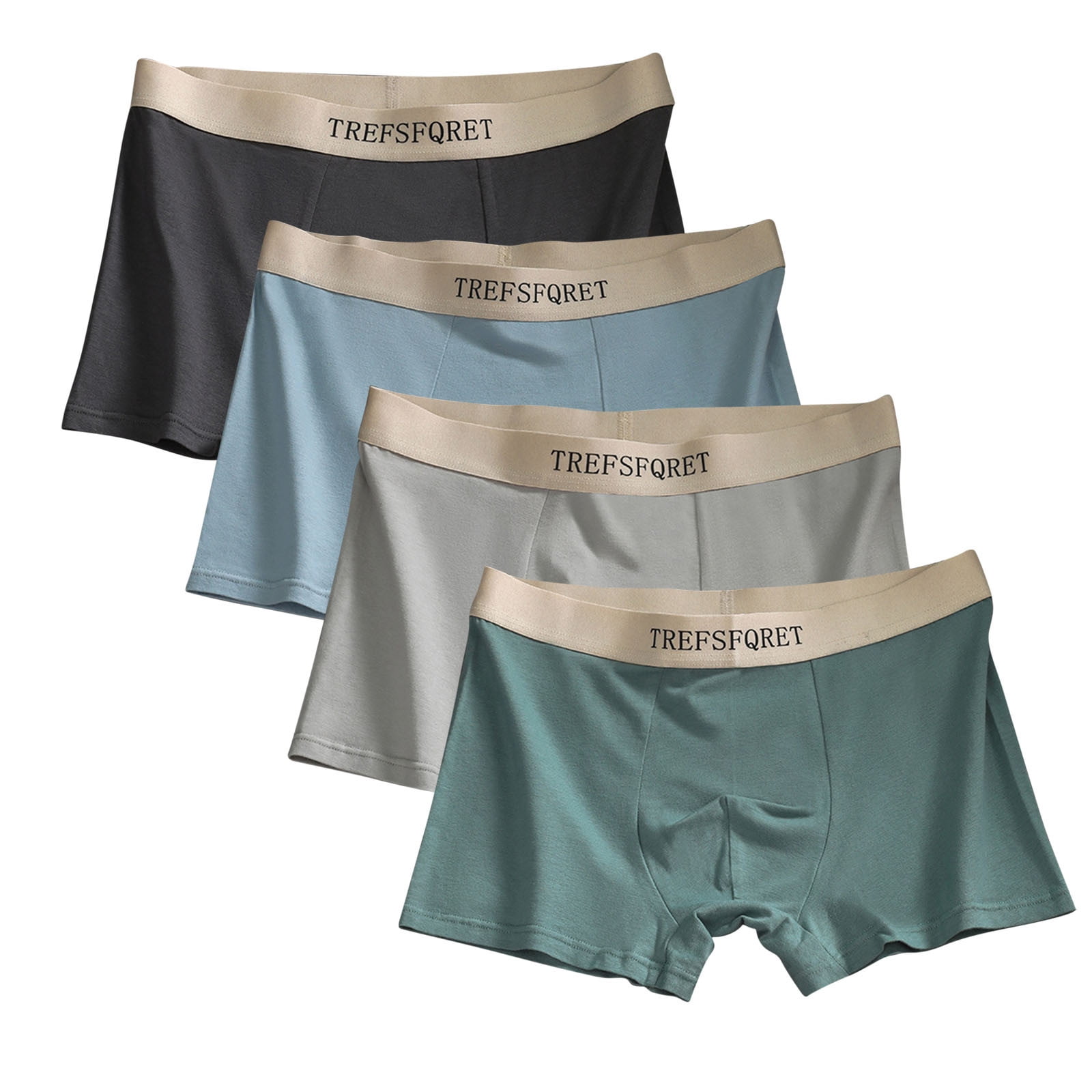 OGLCCG Mens Boxer Briefs 4-Pack Cotton Performance Stretch Underwear with Fly Soft No Riding Up ...