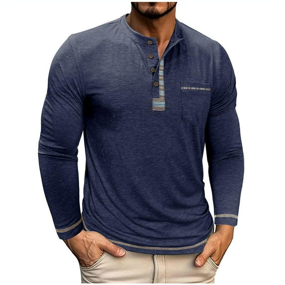 OGLCCG Mens Fashion Henley Shirts Crewneck Long Sleeve Button Cotton T ...