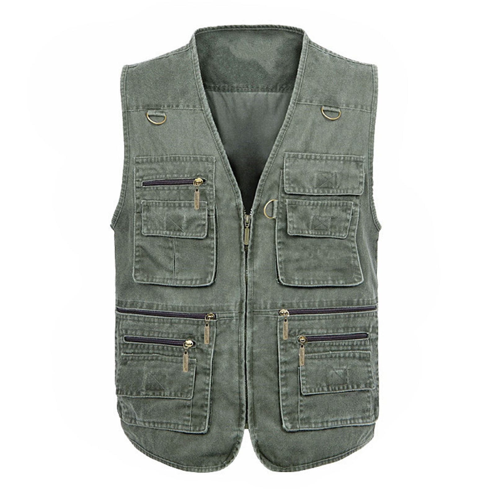 OGLCCG Mens Fishing Vest Plus Size Full Zipper Outdoor Work Vests with ...