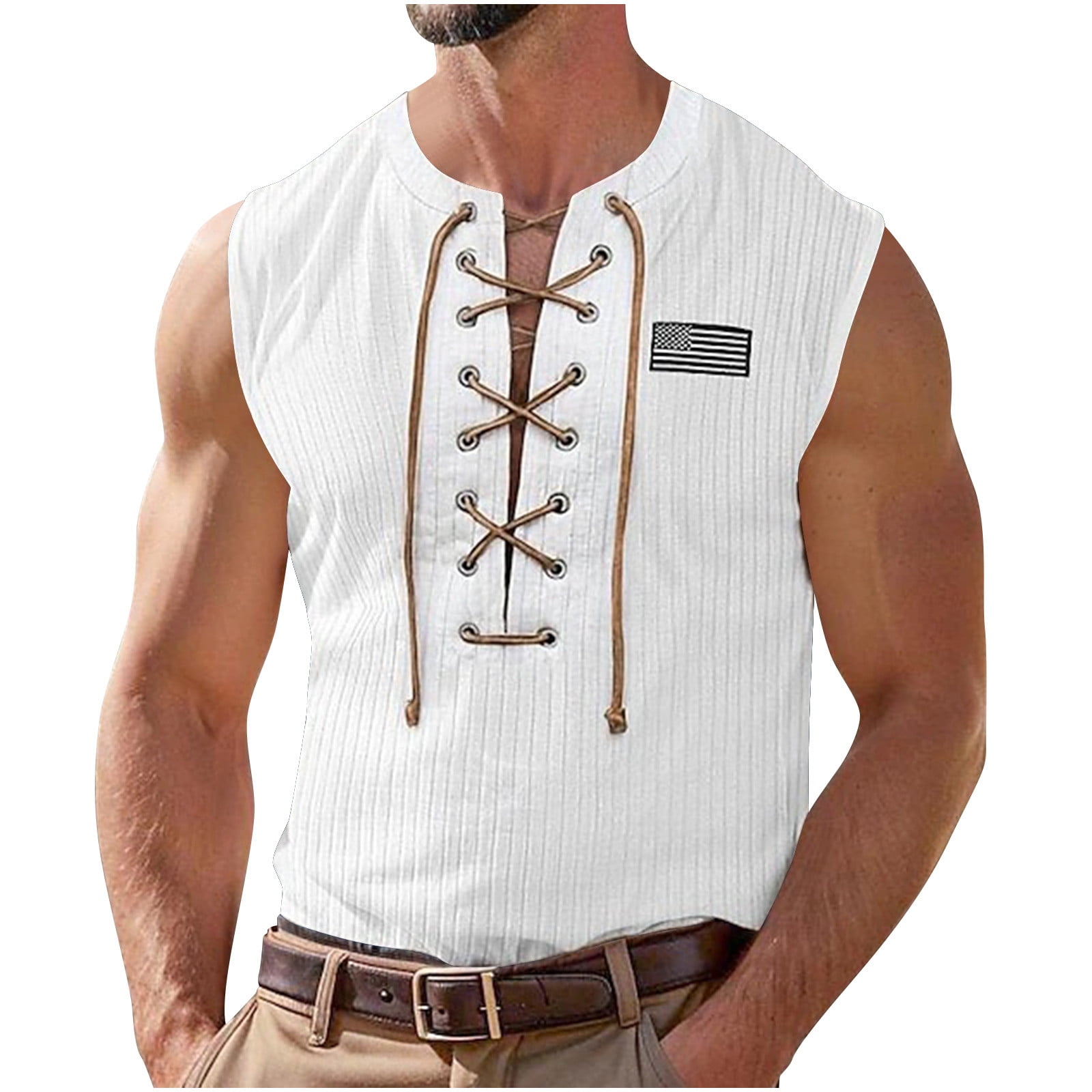 OGLCCG Mens Tank Top Medieval Renaissance Pirate Celtic Sleeveless Lace ...