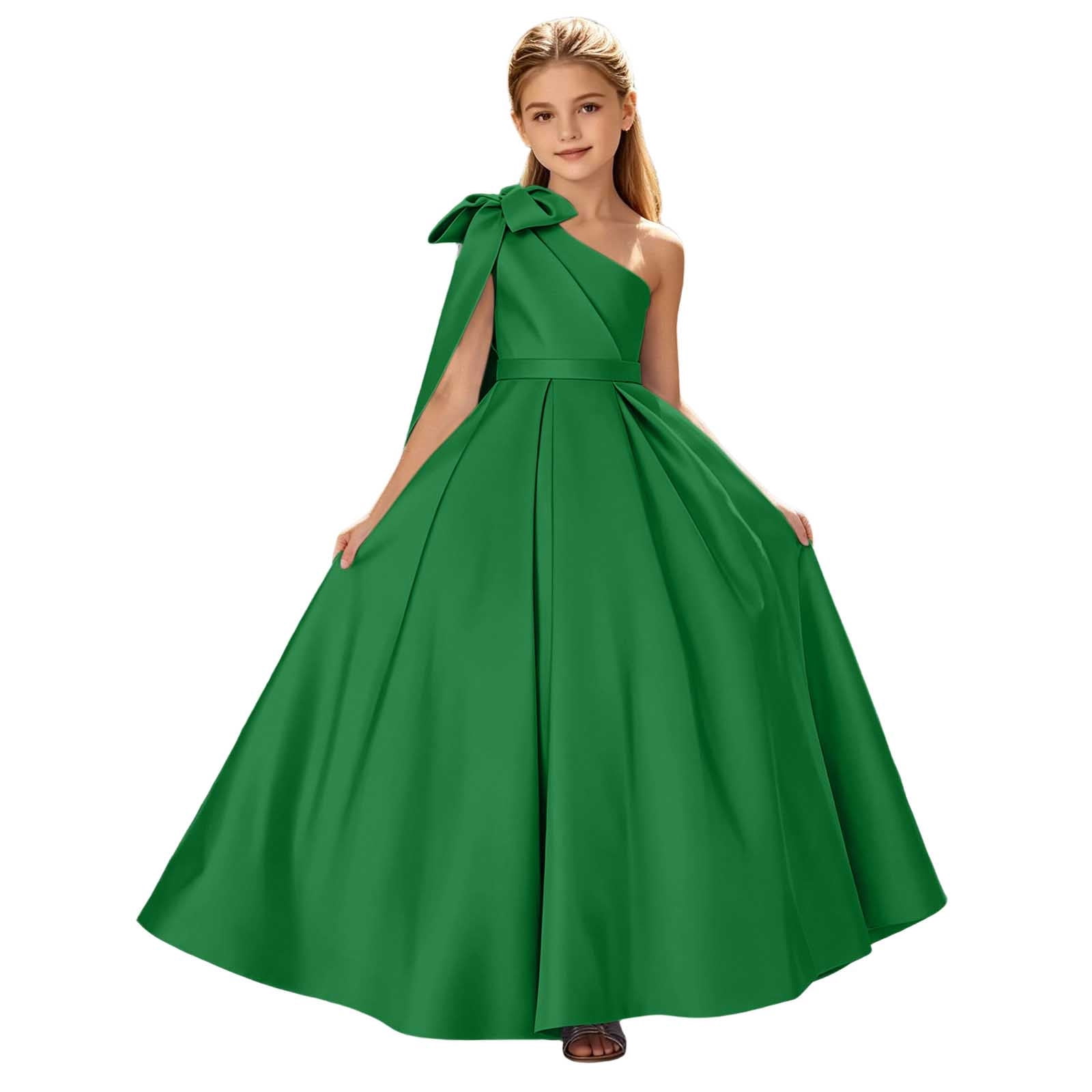 OGLCCG One Shoulder Flower Girl Dresses for Wedding Satin Prom Dresses ...