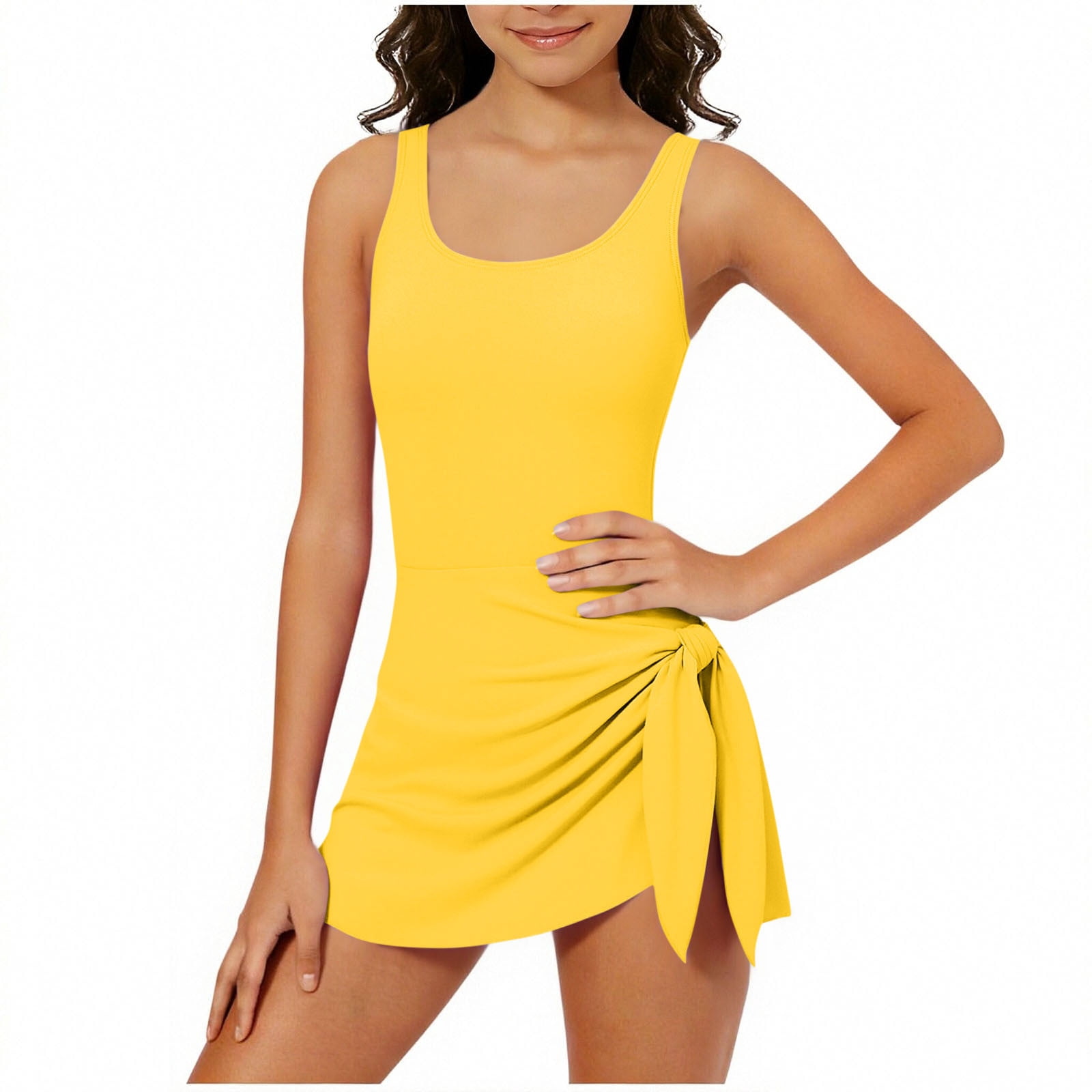 OGLCCG Teen Girls Swimsuit One Piece Adjustable Straps U Neck Swim ...