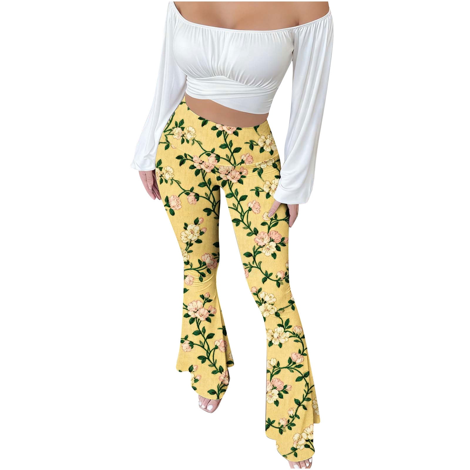 OGLCCG Women Tight-Fitting Hip Flare Pants Vintage Graphic Print ...