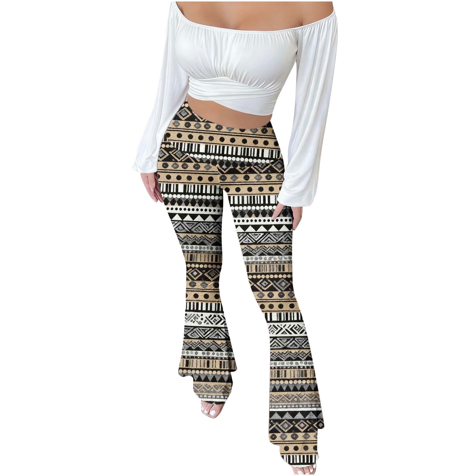 OGLCCG Women Tight-Fitting Hip Flare Pants Vintage Graphic Print ...