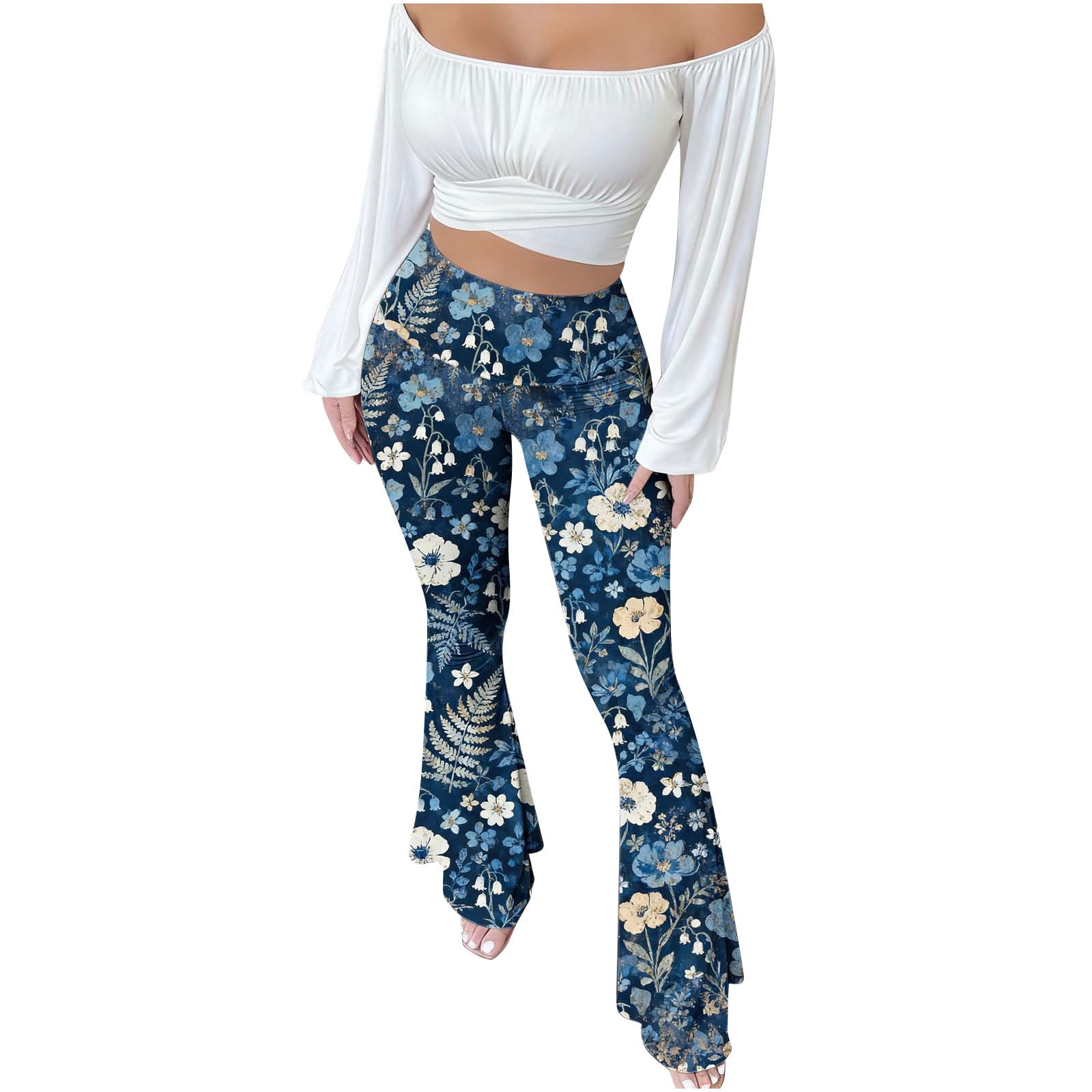 OGLCCG Women Tight-Fitting Hip Flare Pants Vintage Graphic Print ...