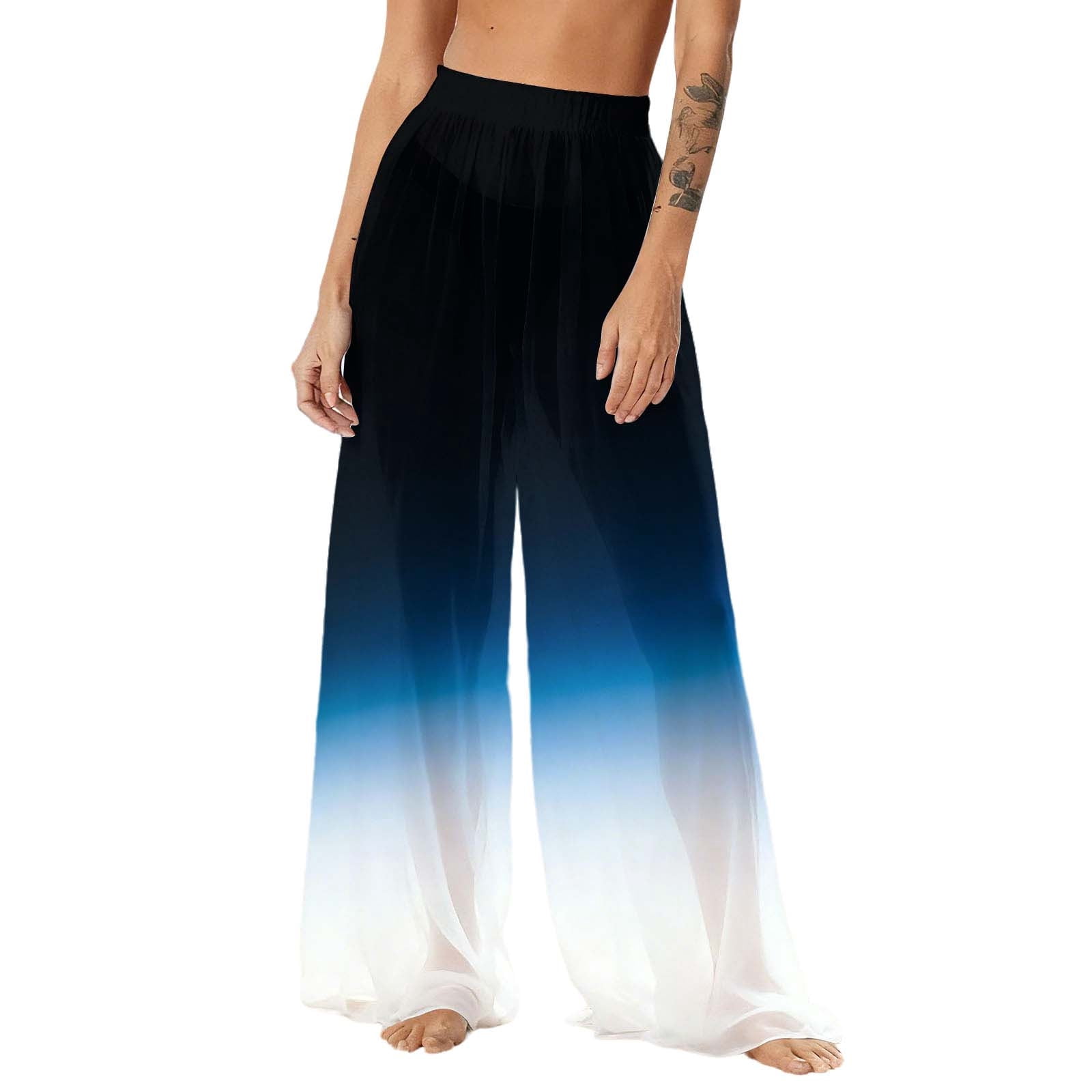 OGLCCG Women's Cover Up Pants See Through Sheer Mesh Chiffon Boho Beach ...