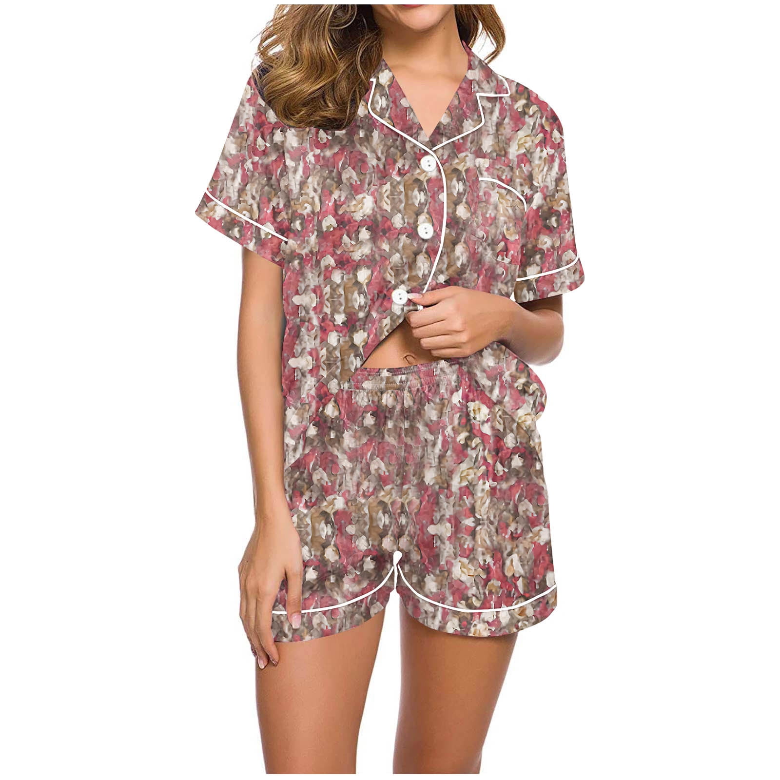 OGLCCG Womens Button Down Pajamas Set Short Sleeve Sleepwear Tops with ...