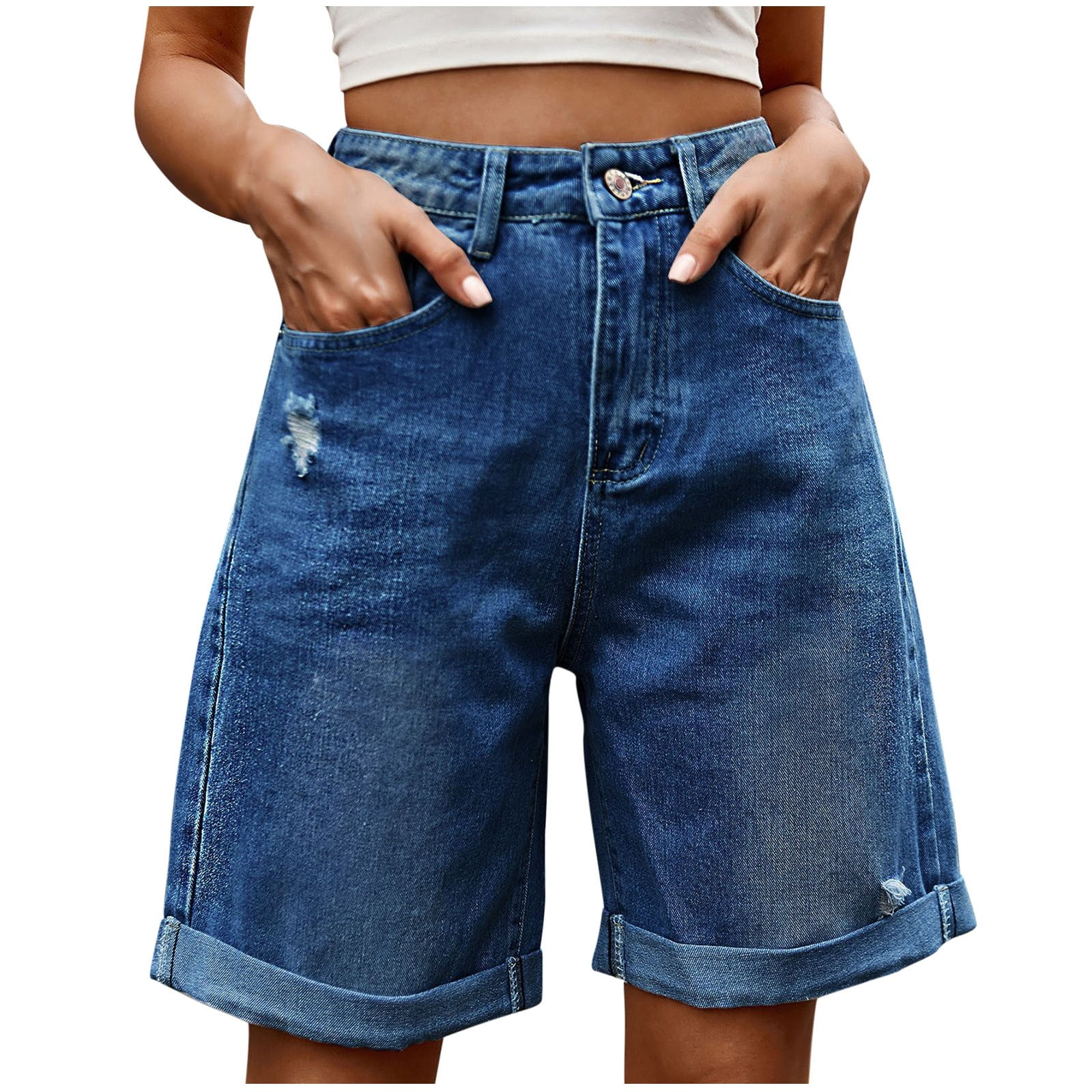 OGLCCG Womens Jean Shorts 2025 Trendy High Waisted Distressed Wide Leg ...