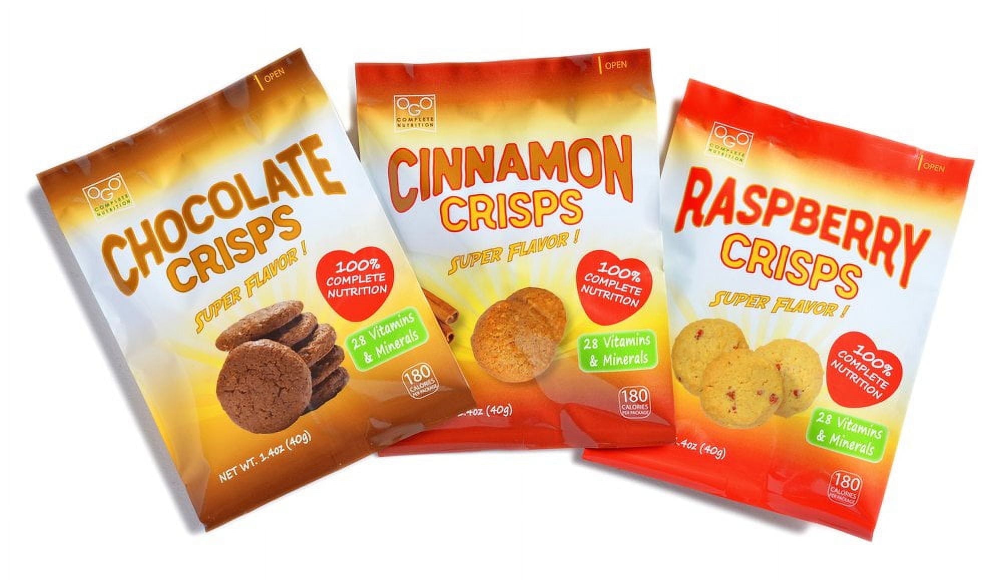 OGO Foods Nutrition Crisps Bites, Chocolate, Cinnamon, Raspberry, 9 ...