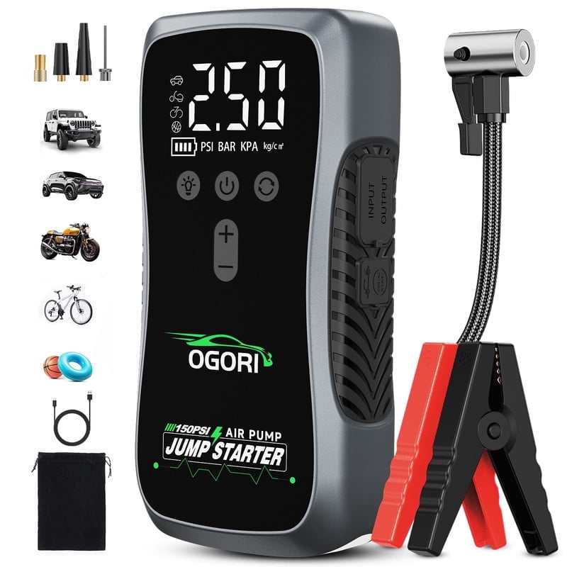 OGORI 8500A Jump Starter with Air Compressor, 12V Portable Battery ...