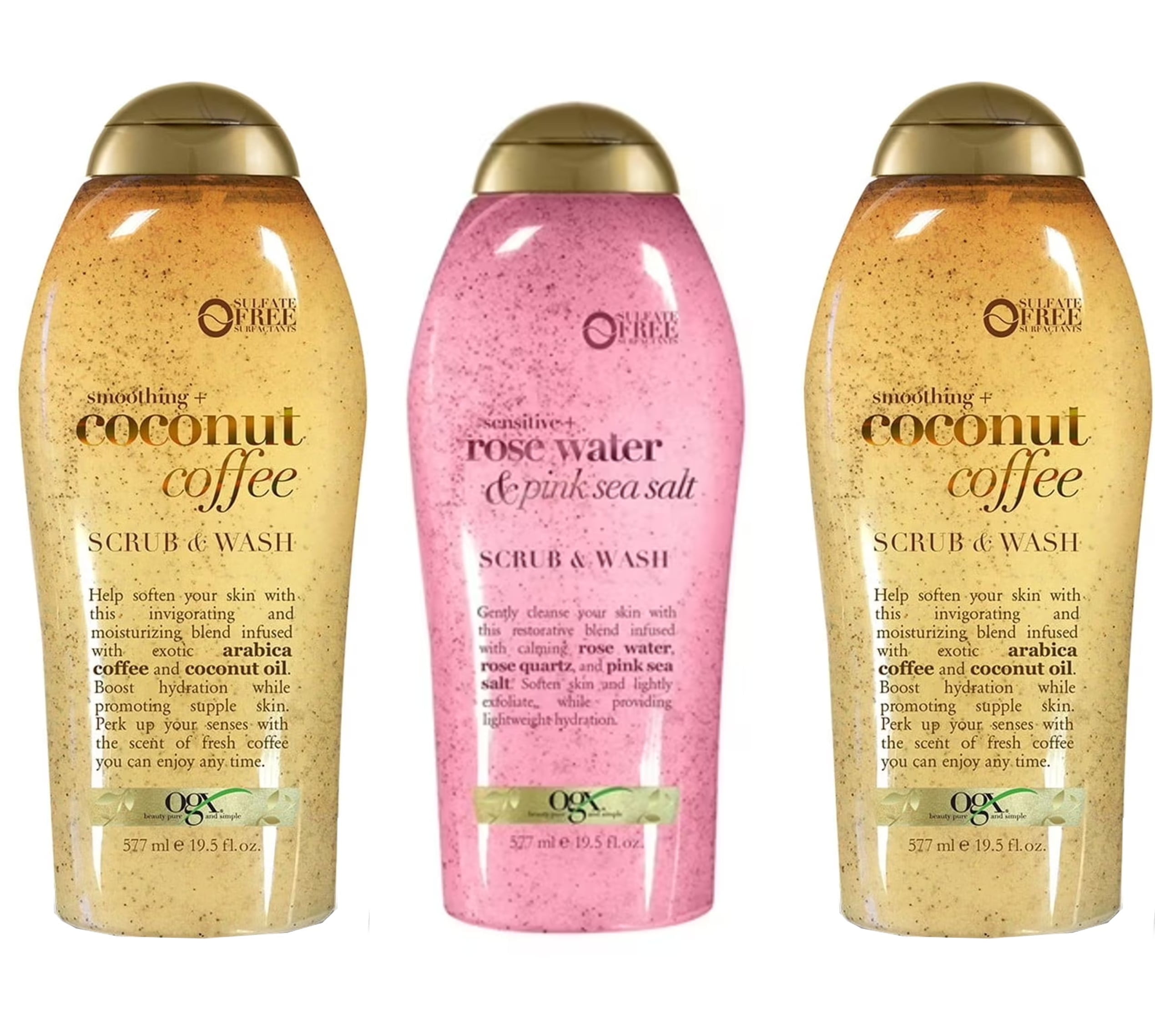OGX Body Scrub & Wash 3 Pack Set - Two Coconut Coffee Scrub & Wash, and ...