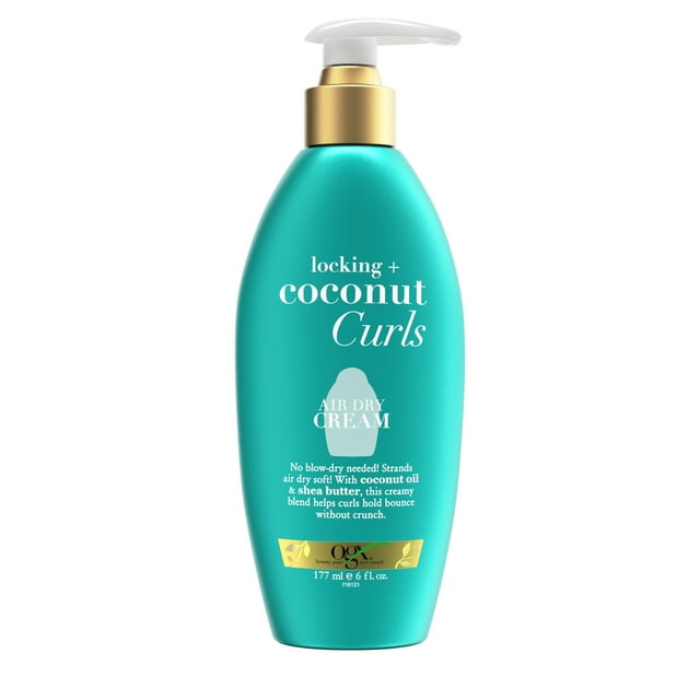 OGX Locking + Coconut Curls Air Dry Cream, Shea Butter Infused, Curly ...