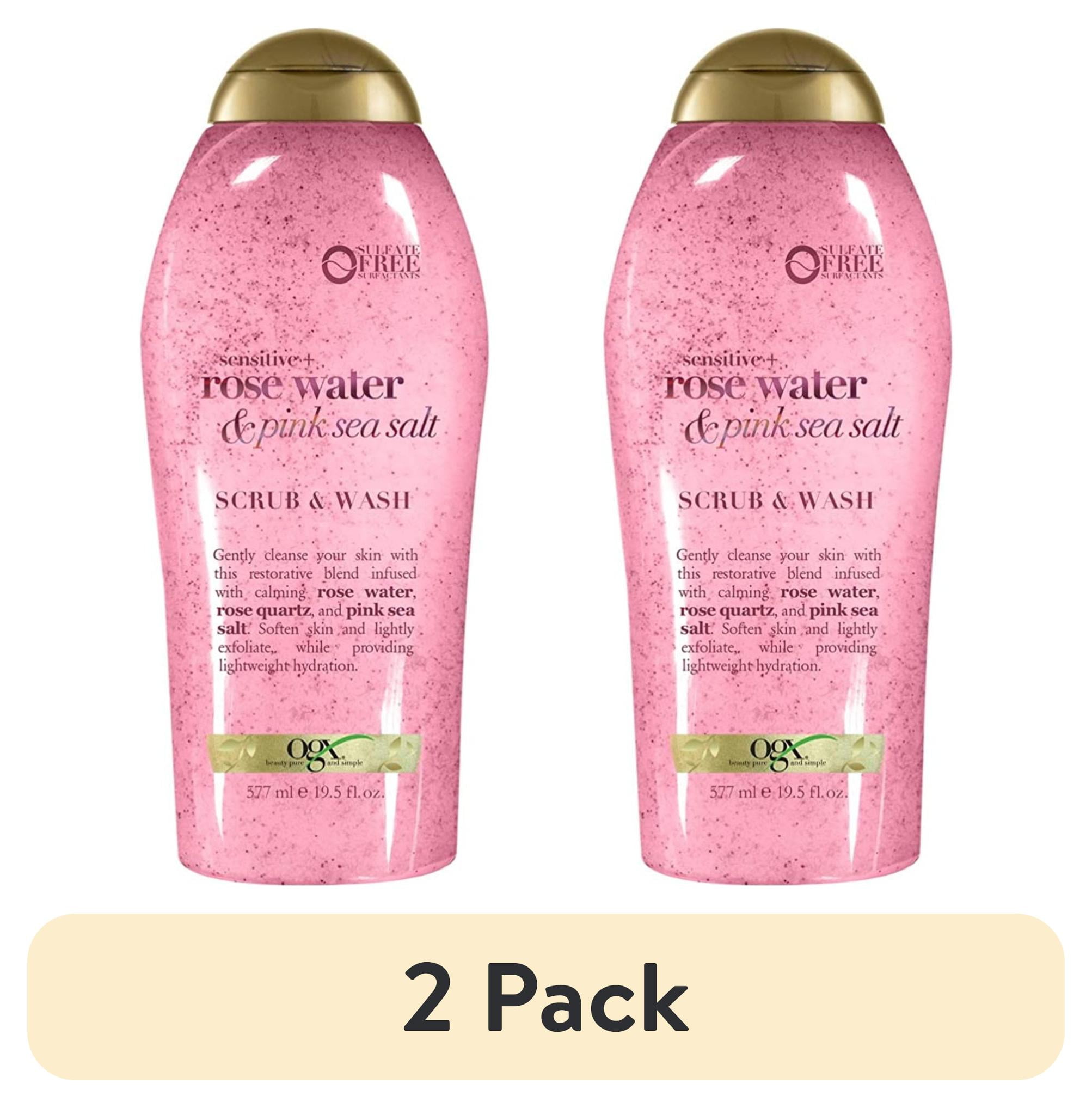 (2 pack) OGX Pink Sea Salt & Rosewater Gentle Soothing Body Scrub, 19.5 ...