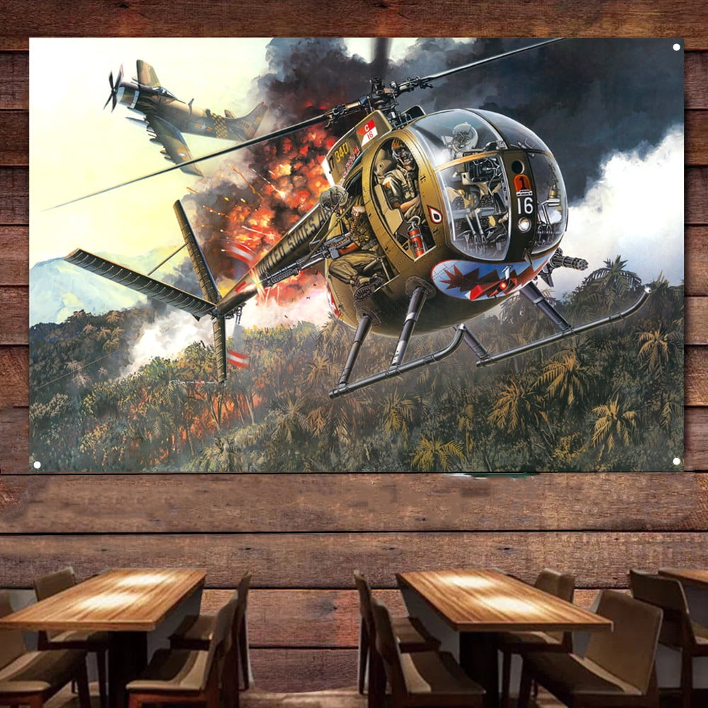 OH-6A Cayuse Attack Helicopter Posters & Prints Wall Art Flag - 38" x ...