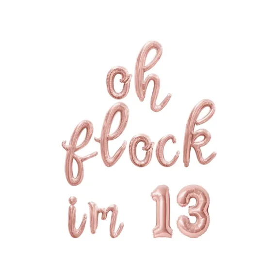 OH FLOCK IM 13 Cursive Letter Balloon Banner - 13th Birthday Party ...