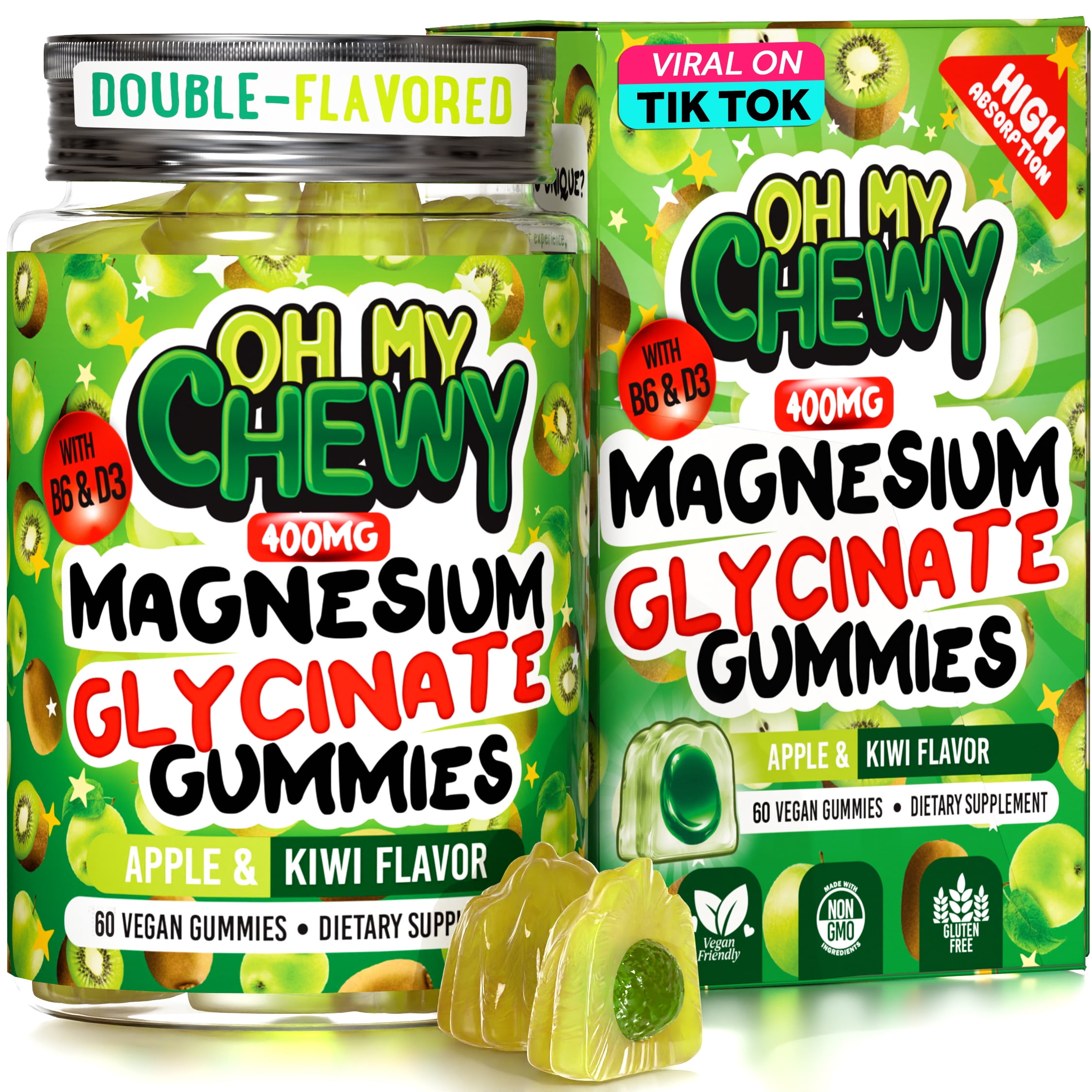 OH MY CHEWY Magnesium Glycinate Gummies 400MG for Adults & Kids ...