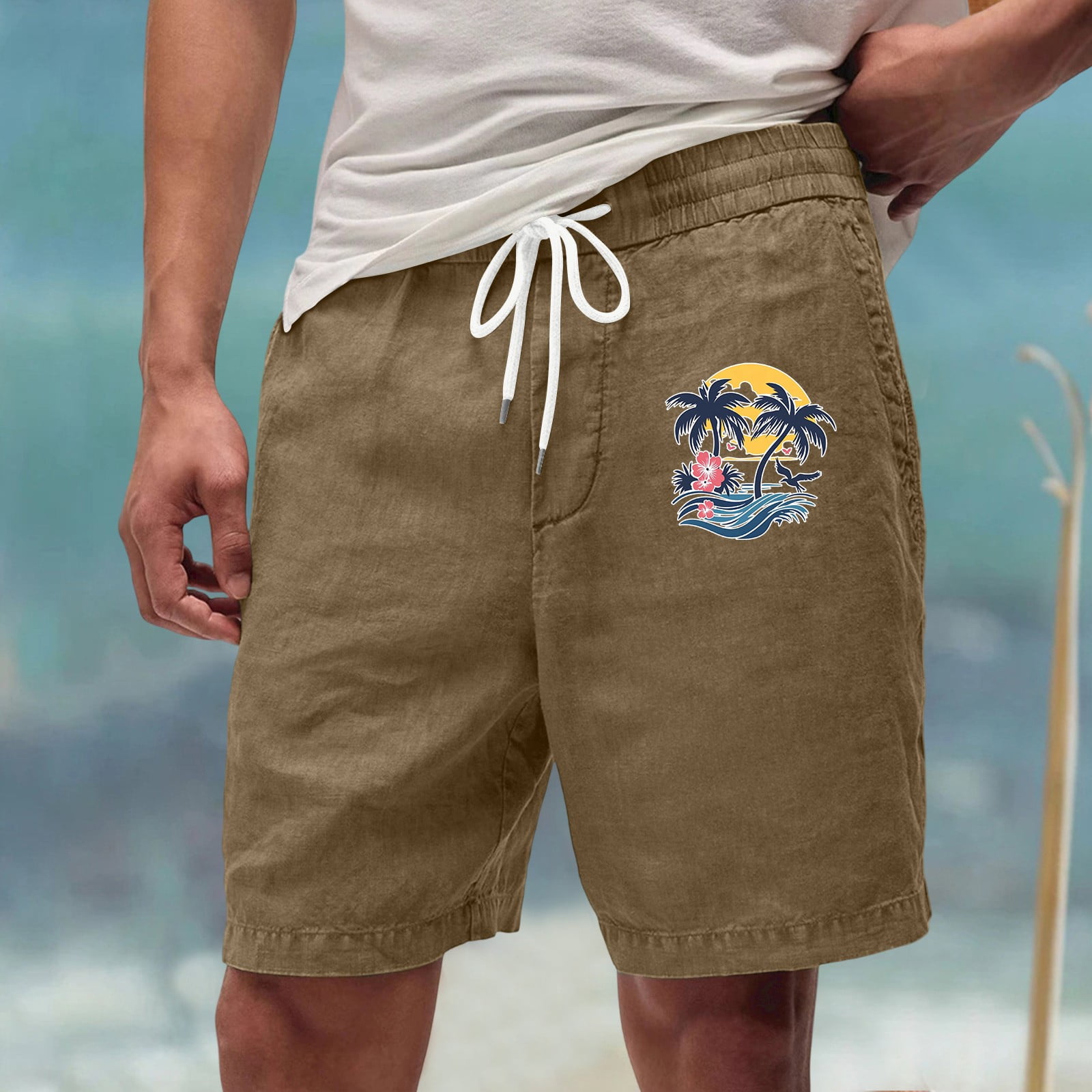 OHGOD Mens Khaki Shorts 7 Inch Inseam - Linen Shorts for Men 5 Inch Inseam - Swim Mens Shorts ...