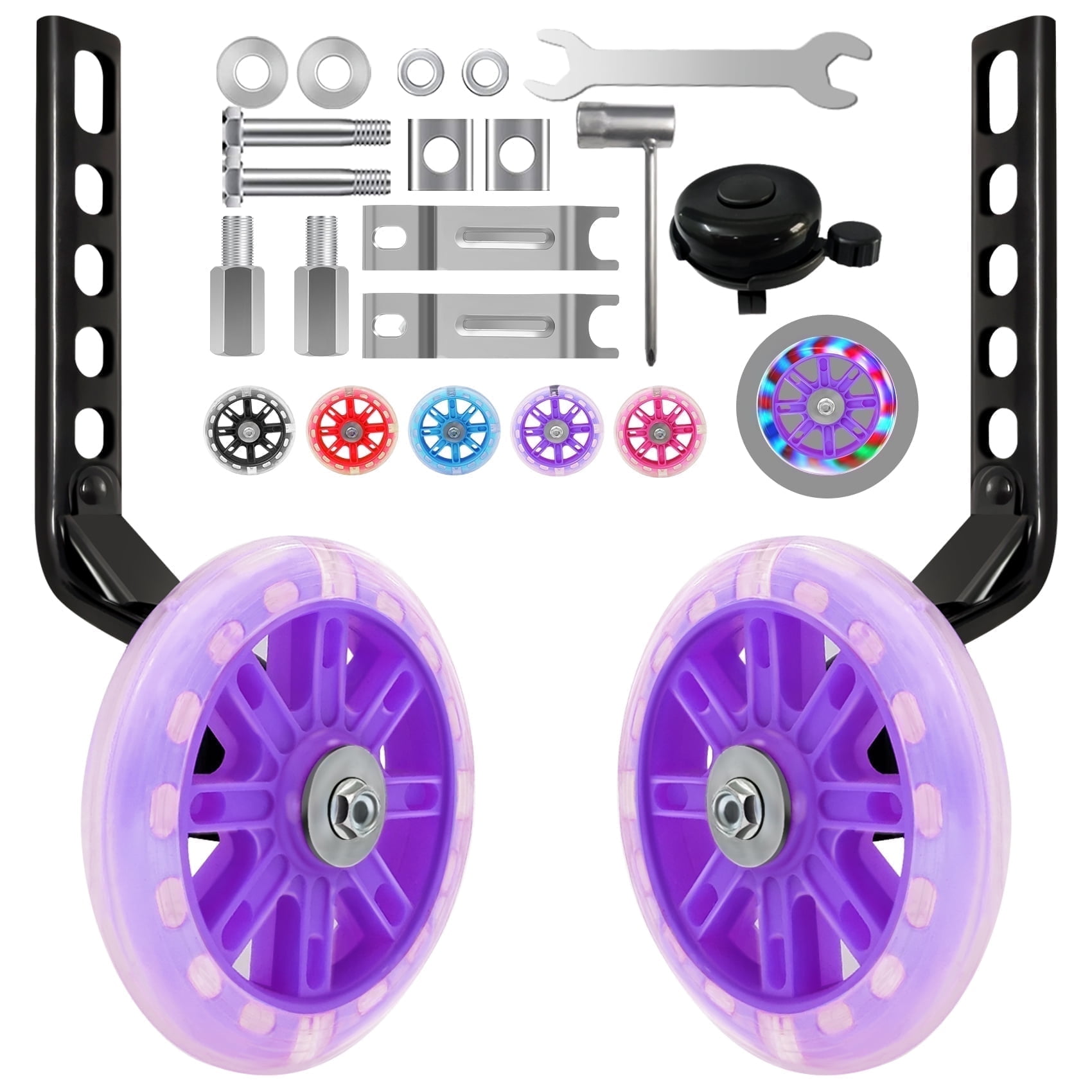 OHHLIHOME 4.33 inch Kids Flash Stabilizers Support Wheels, Purple ...