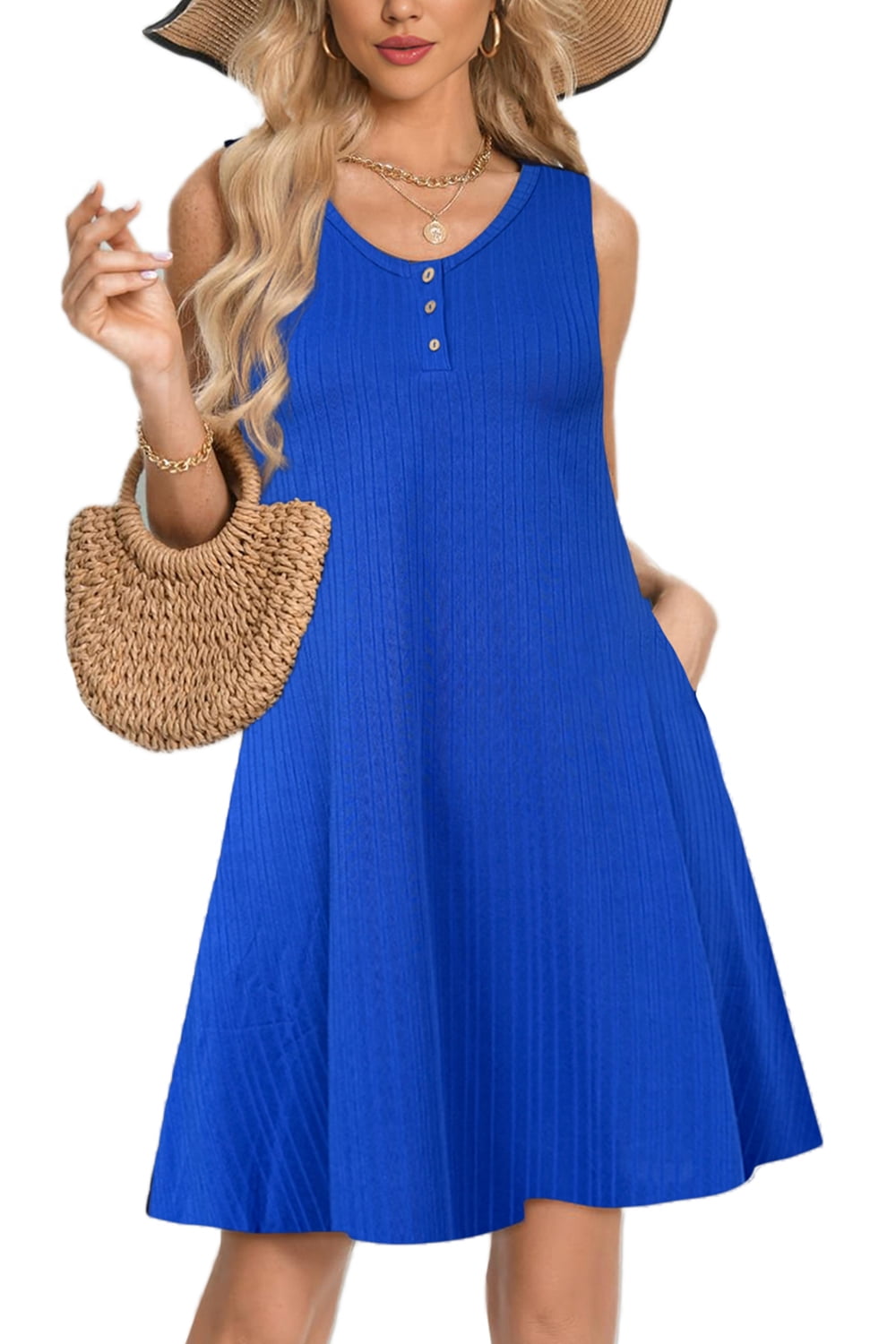 OHHSHEEN Sundresses for Women 2025 Knee Legnth, Sleeveless Beach ...