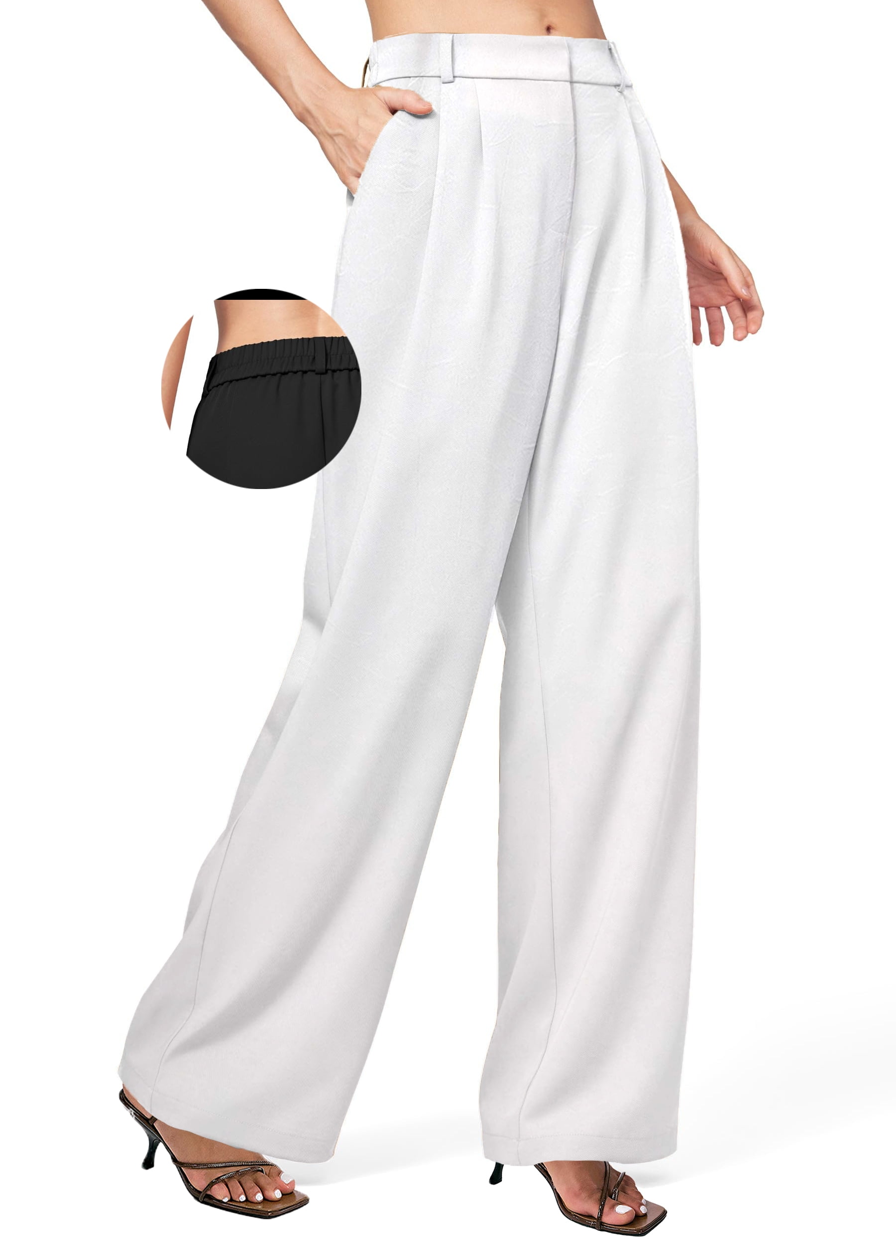 OHHSHEEN Women's wide leg pants with Pockets, casual work pants for ...