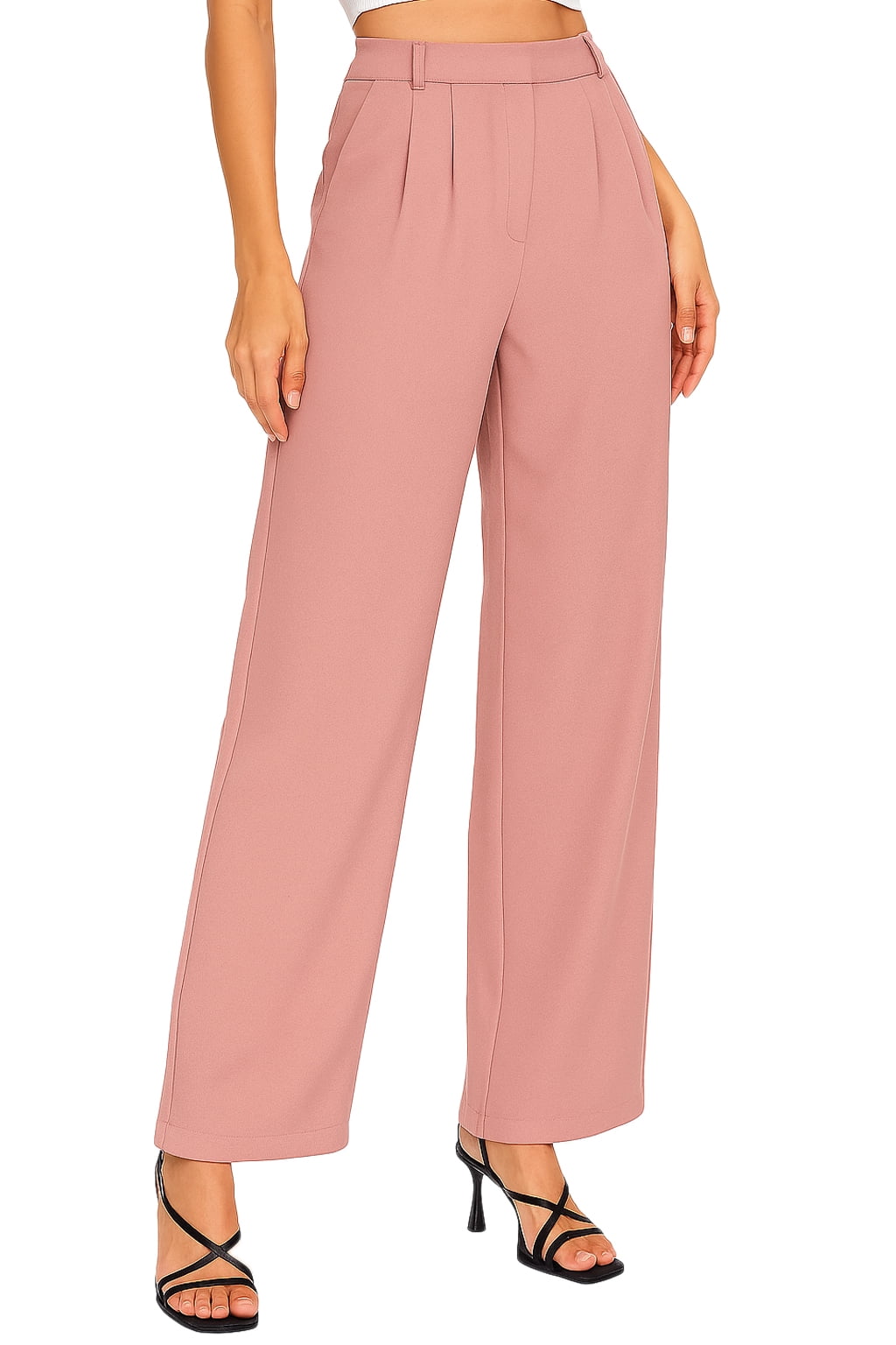 OHHSHEEN Black Wide Leg Pants for Women with Pockets, Comfy Work Pants ...