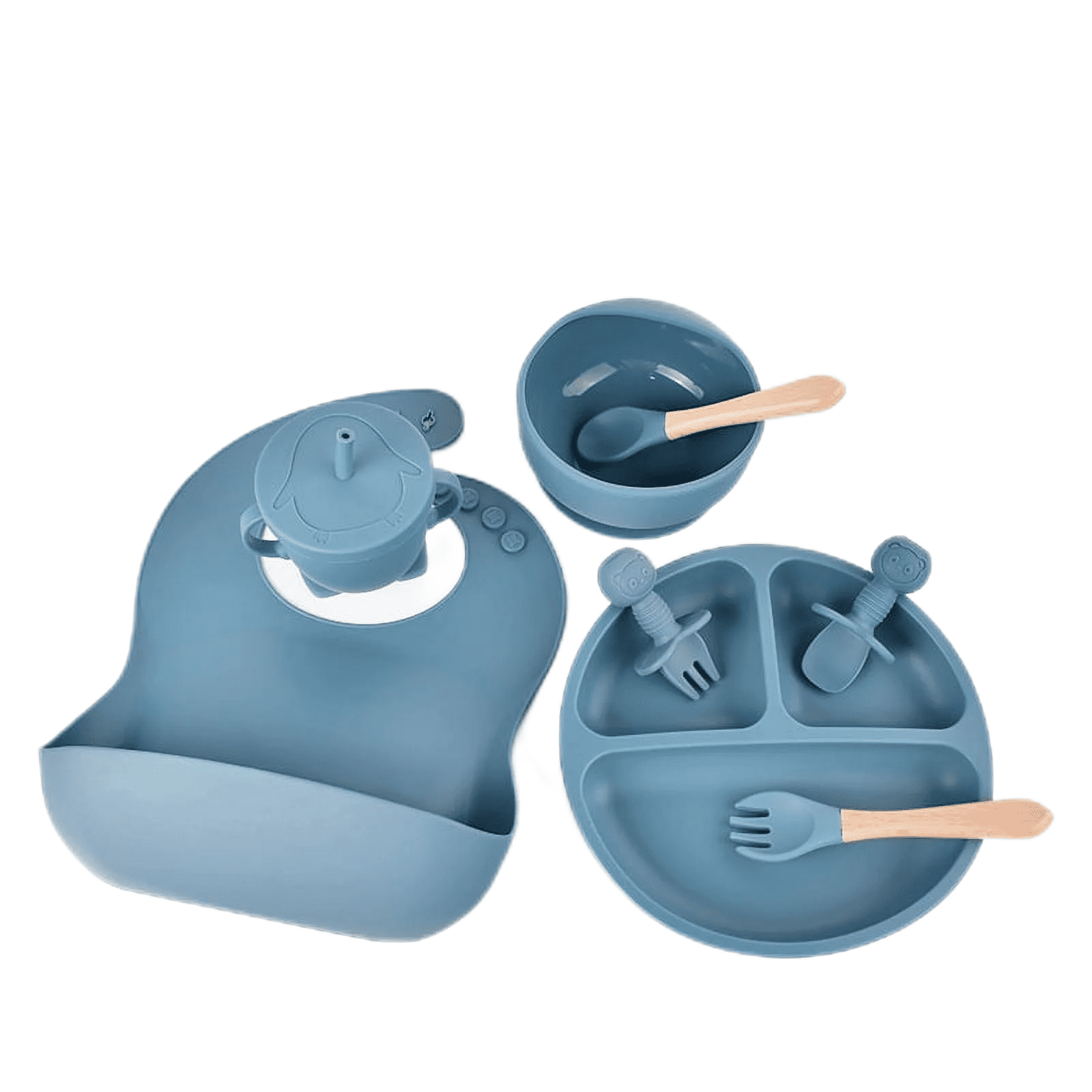 OHHSUN 8 Pack Silicone Baby Feeding Set, BPA Free, Suction Bowl, Plates ...