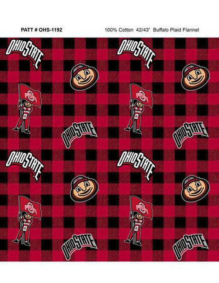 OHIO STATE University Flannel Fabric with Check Pattern-Sold by the ...