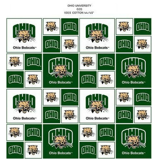 Ohio University Official Licensed Fine Cotton Fabric, Geometric Design ...