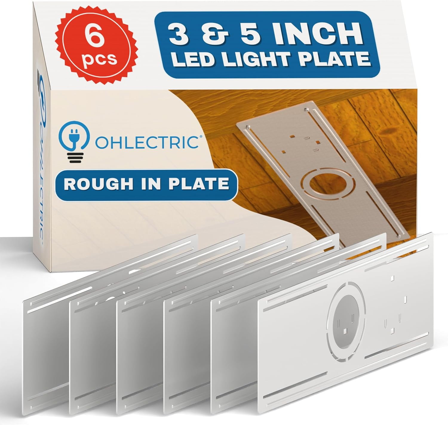 OHLECTRIC 6 Pack New Construction Mounting Plate for 3 & 5 Inch LED ...