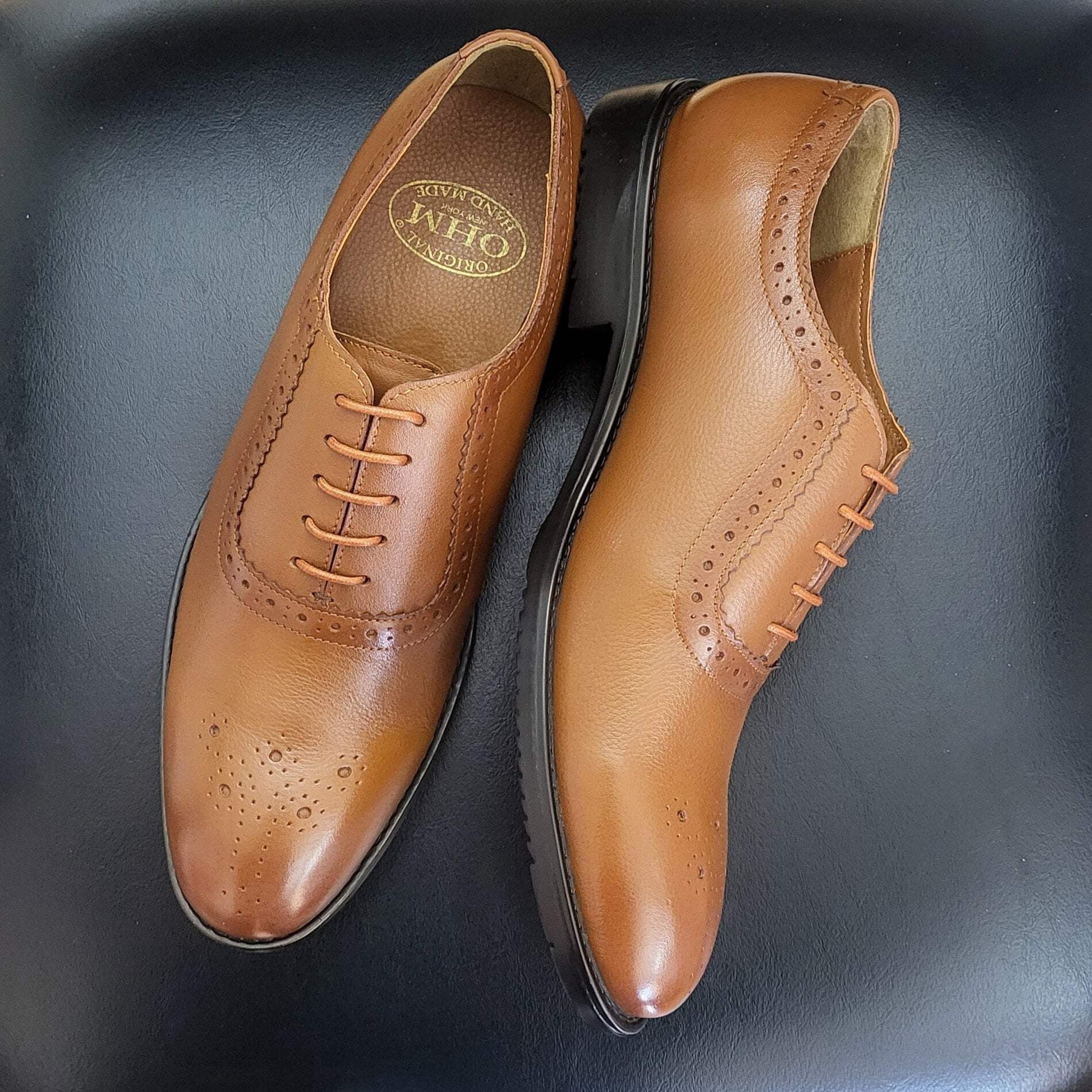 OHM New York Oxford Medallion Toe Leather Shoe - Walmart.com