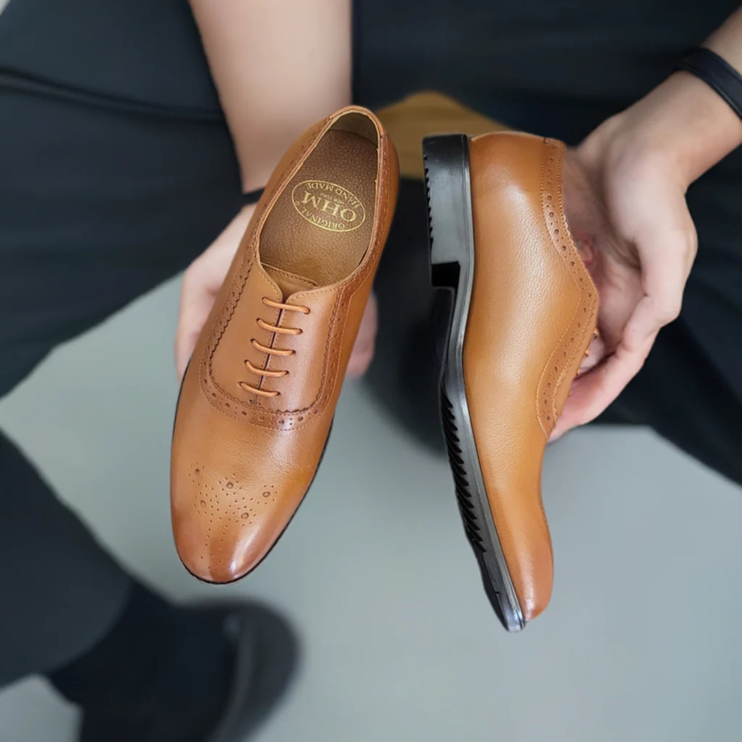 OHM New York Oxford Medallion Toe Leather Shoe - Walmart.com